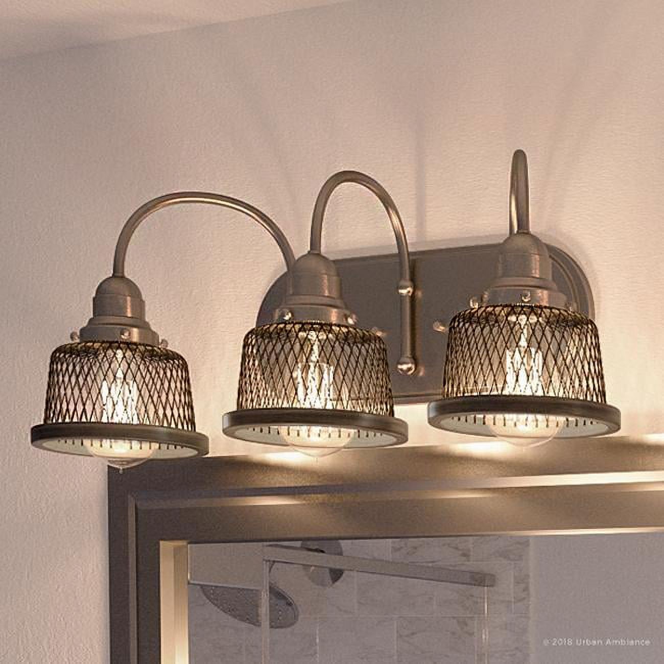 Monument Vanity Fixture, Brushed Nickel, 17 X 8-1/4 X 8-1/2 In., Uses ...