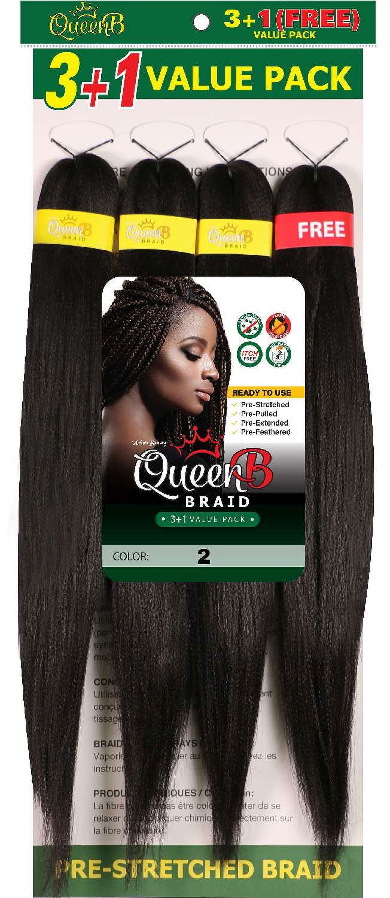 Urban Beauty Queen B Braid Synthetic 3 + 1 Value Pack 30 Inch Color 2 ...