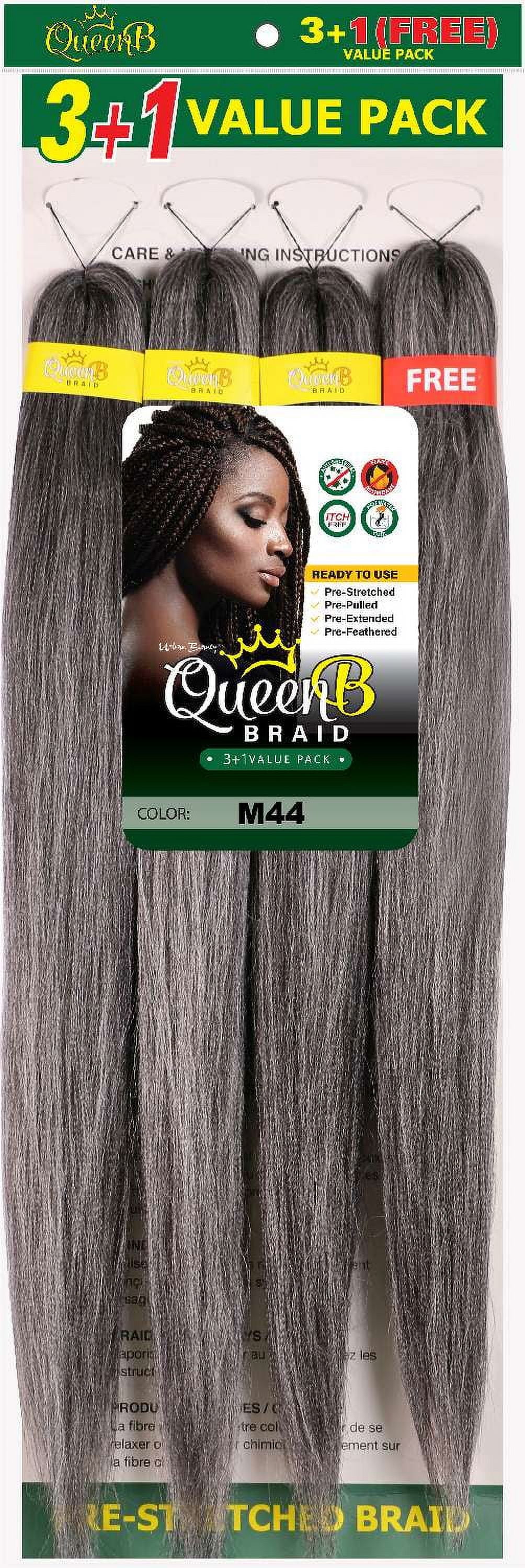 Urban Beauty Queen B Braid Synthetic 3 + 1 Value Pack 50 Inch Color M44 ...