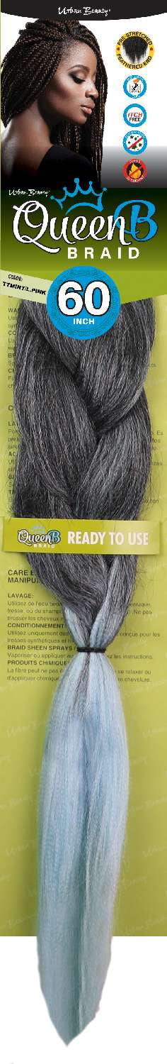 Urban Beauty Queen B Braid Synthetic 60 Inch Color TTMINT/L.PINK ...