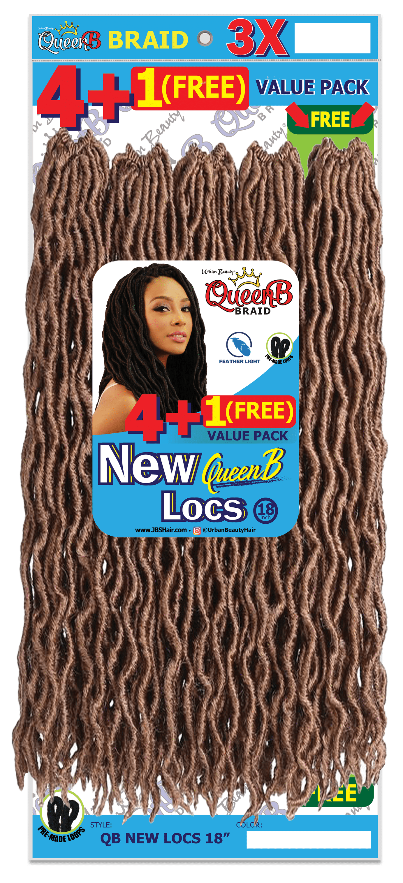 Urban Beauty Queen B New Locs Crochet Hair 5X Pack, 18 inch, #1B, Adult ...