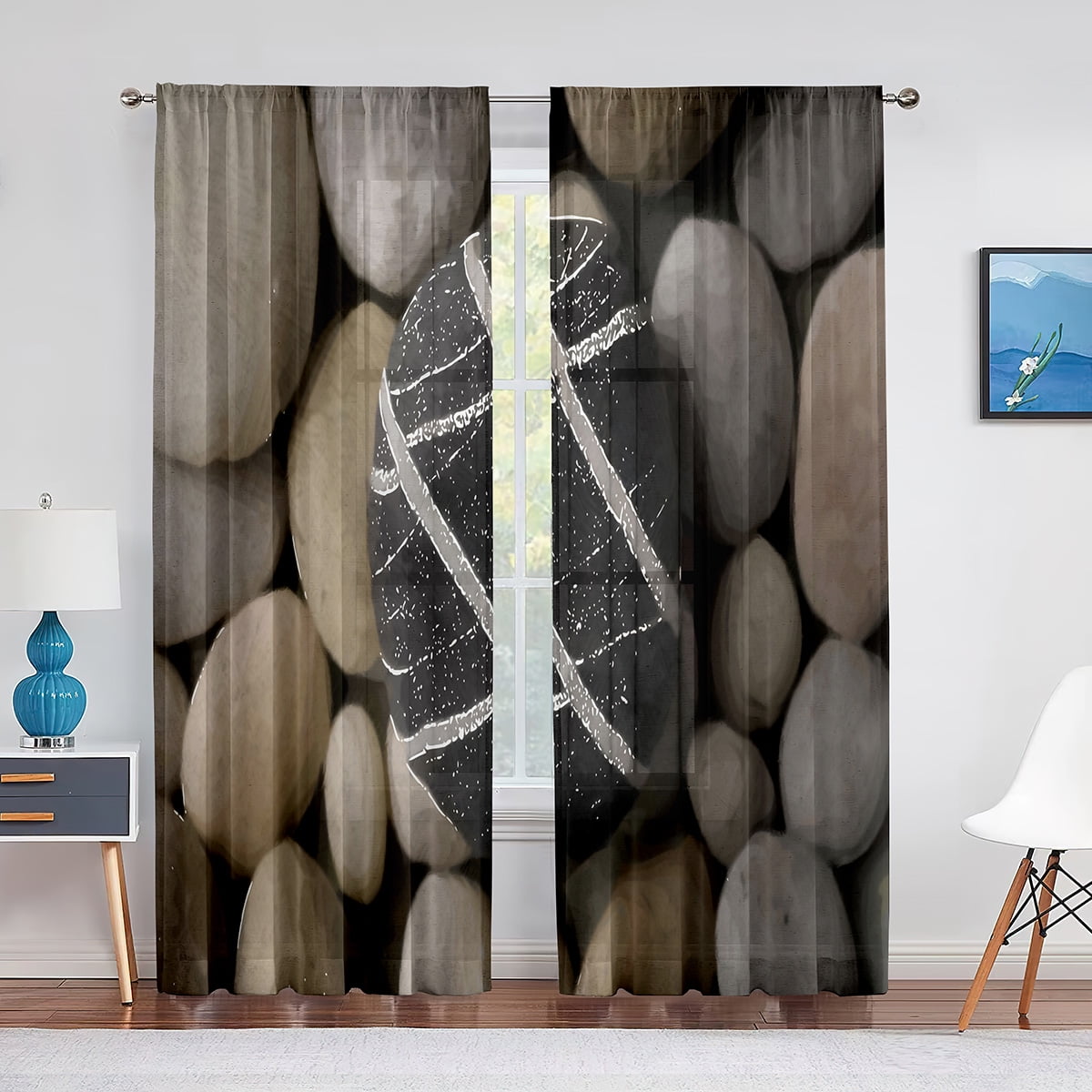 Urban Brick Slate St Wall Tulle Curtains for Living Room Bedroom ration ...