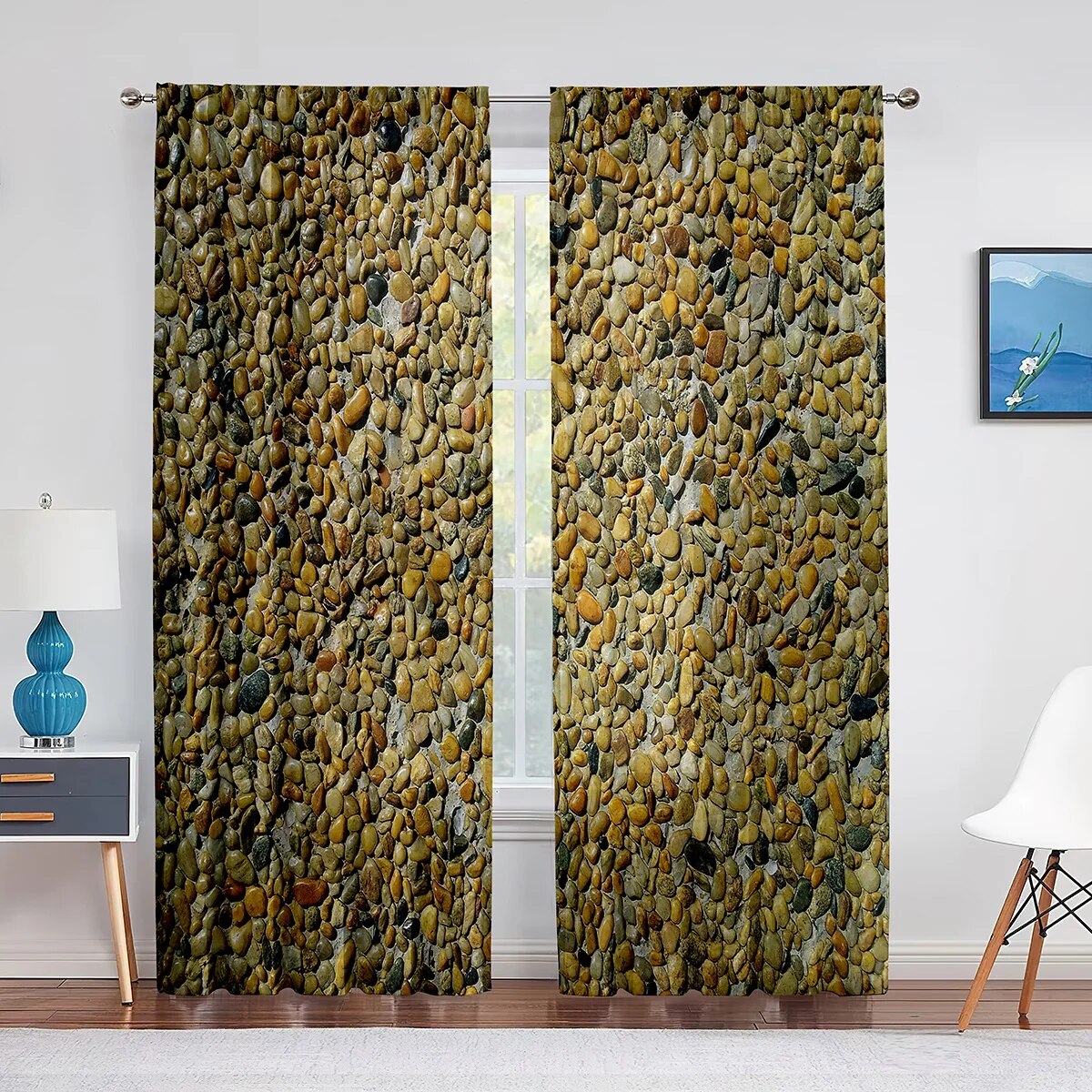 Urban Brick Slate Stone Wall Tulle Curtains for Living Room Bedroom ...