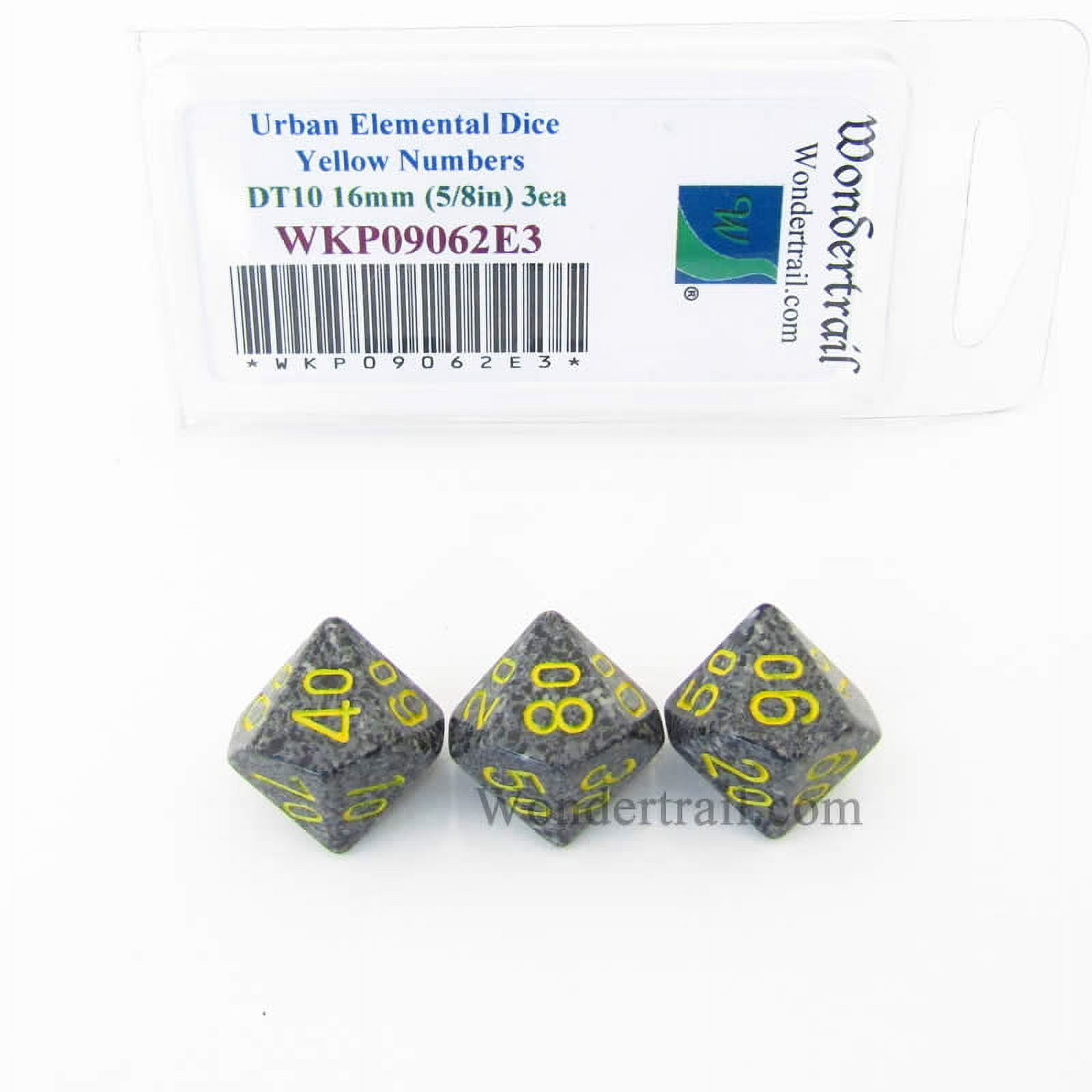 Urban Camo Elemental Dice with Yellow Numbers DT10 16mm (5/8in) Pack of ...