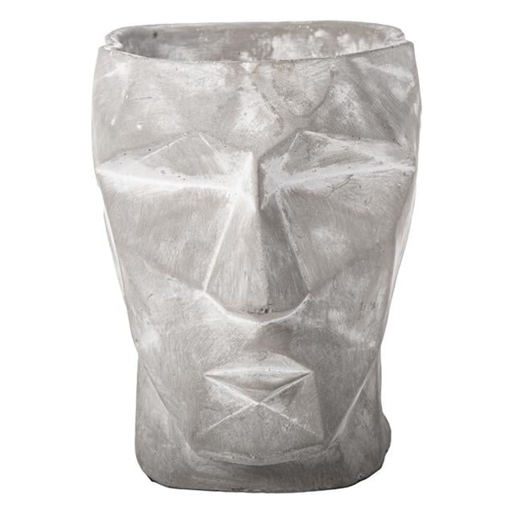 Urban Cement Pixelated Man's Head Flower Pot Washed Concrete Finish ...