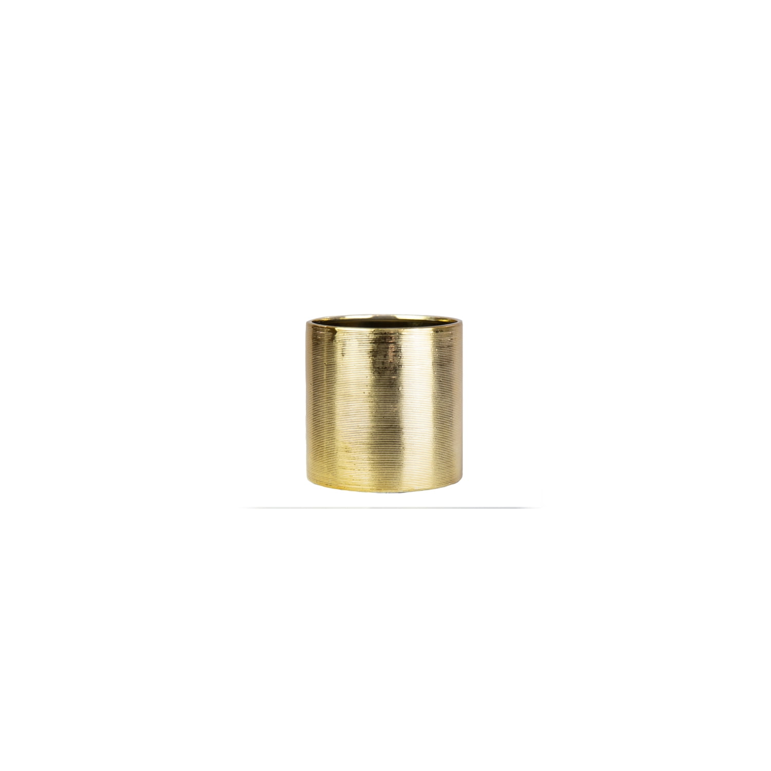 Urban Ceramic Round Pot with Brushed Design Body Gloss Finish Gold ...