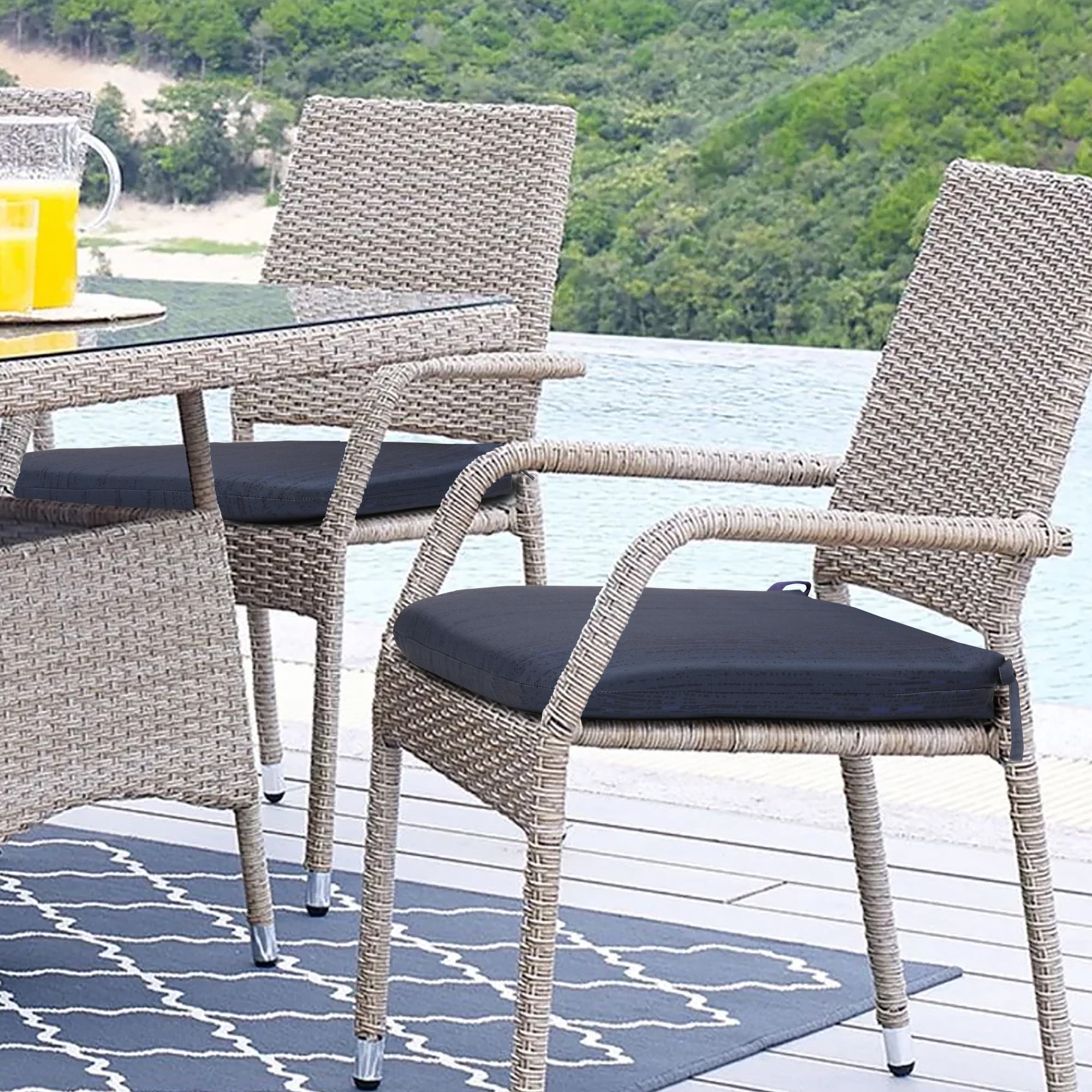 Urban Chic Outdoor Solid Textured Arm Chair Cushion 18 x 19 in Navy ...