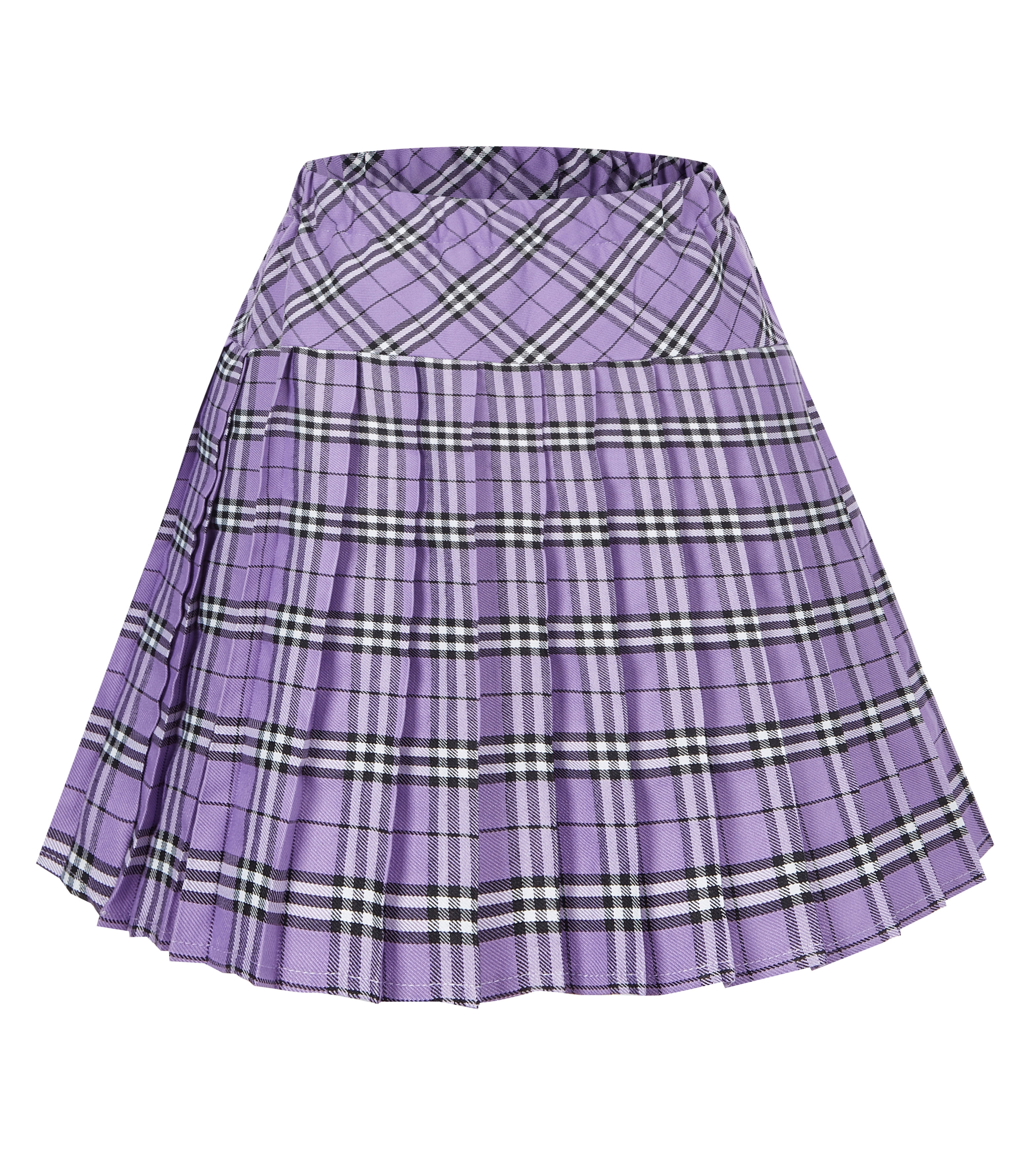 Urban CoCo Elastic Waist Pleated Mini Skirt, Plaid School Uniform ...