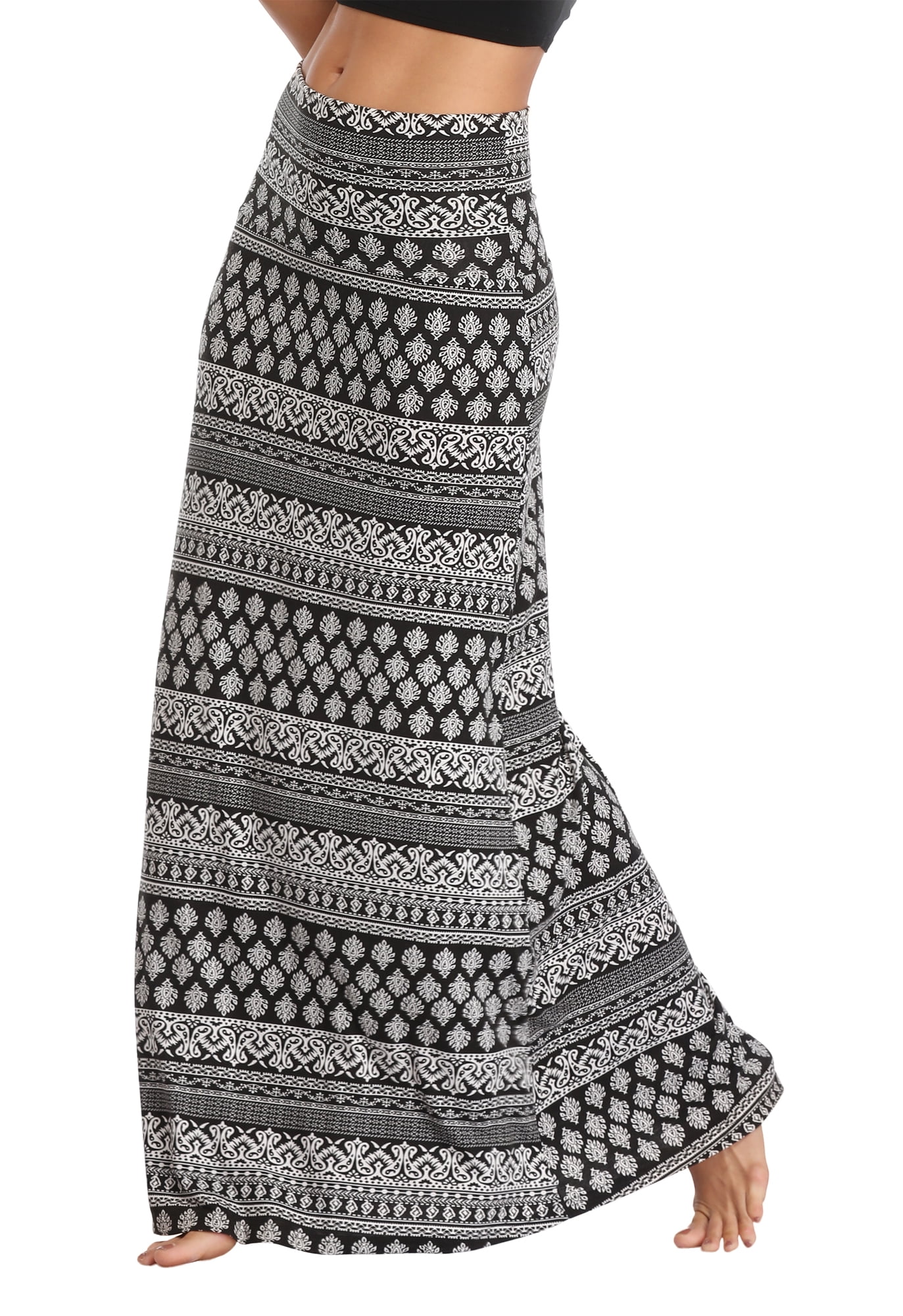 Urban CoCo Women's Fold-Over Flare Long Maxi Skirt (1,XL) - Walmart.com