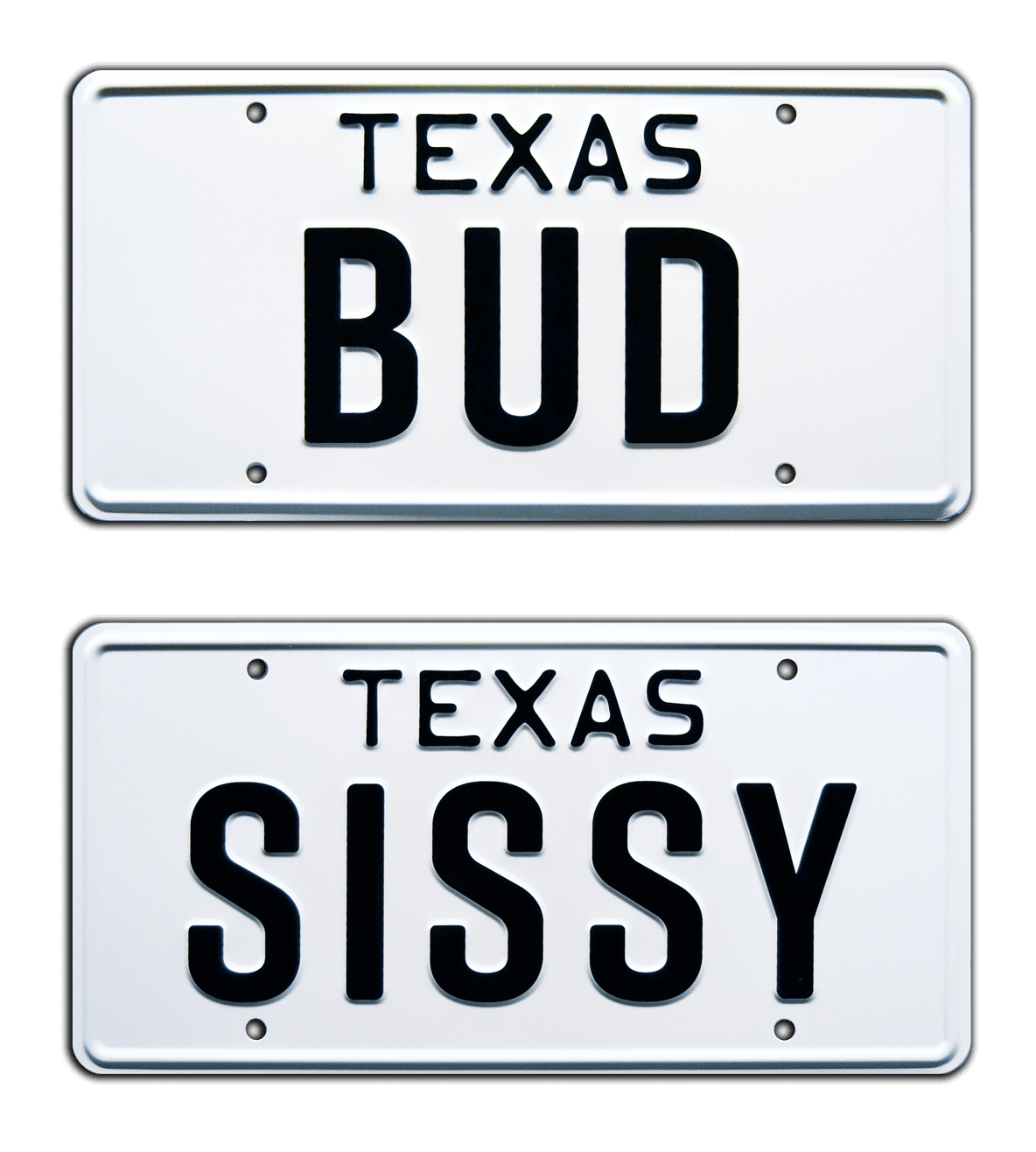 Urban Cowboy | BUD + SISSY | Metal Stamped Replica Prop License Plates ...