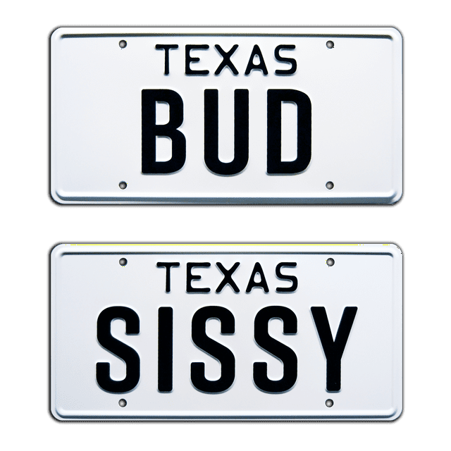 Urban Cowboy | BUD + SISSY | Metal Stamped Replica Prop License Plates ...