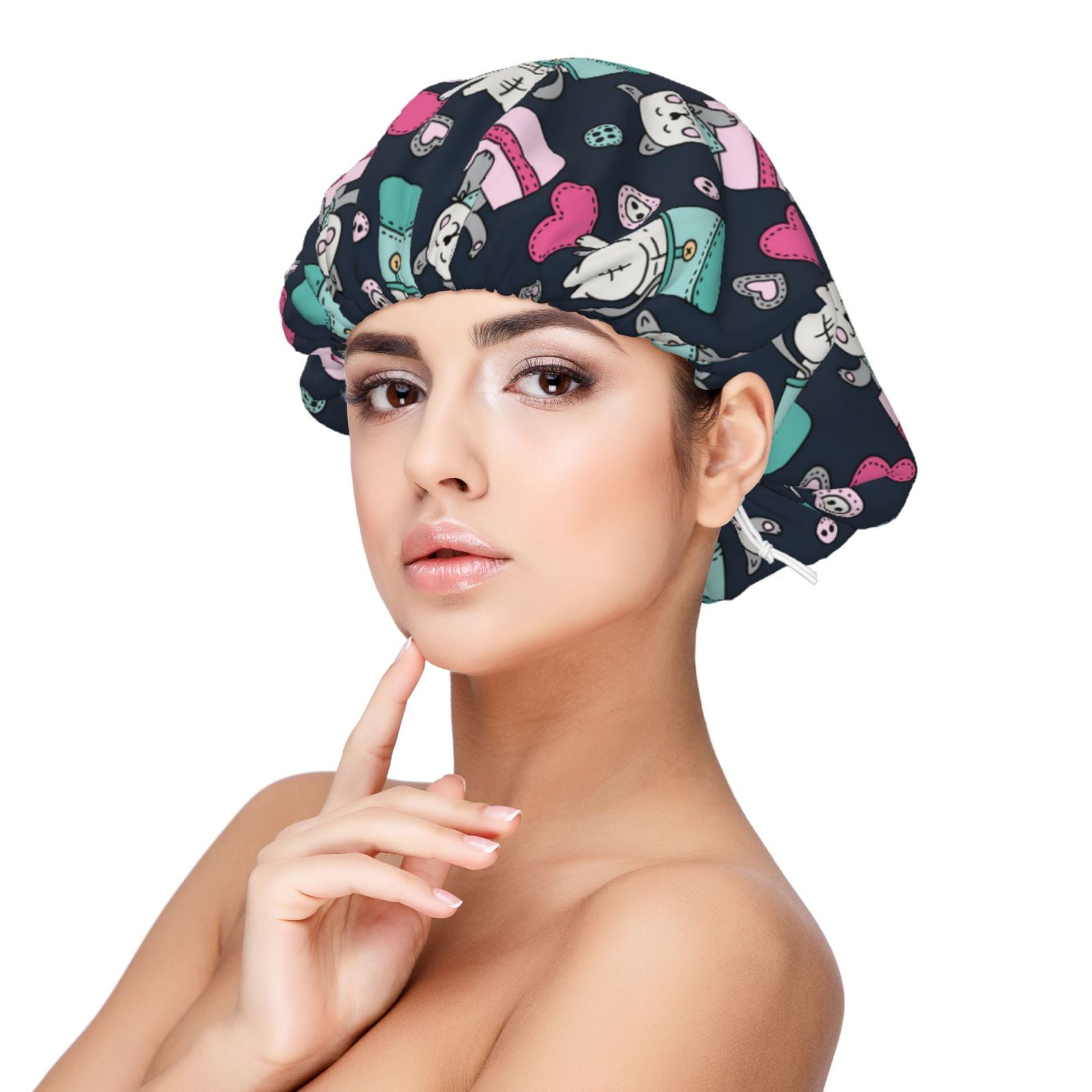 Urban Cute Cartoon Cat Heart Silk Bonnet for Sleeping Women Men ...