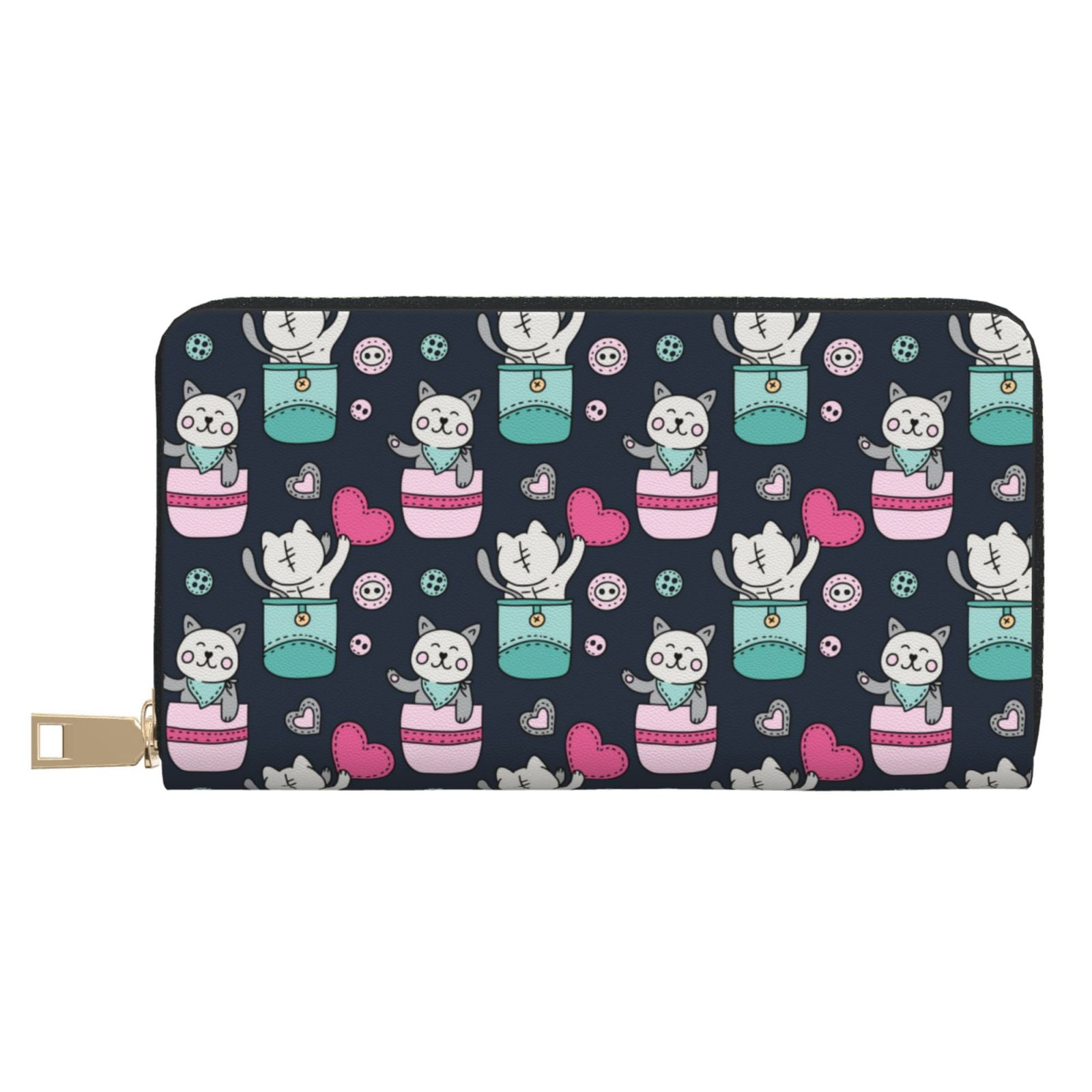 Urban Cute Cartoon Cat Heart Wallet Women, Leather Bifold Multi Card ...
