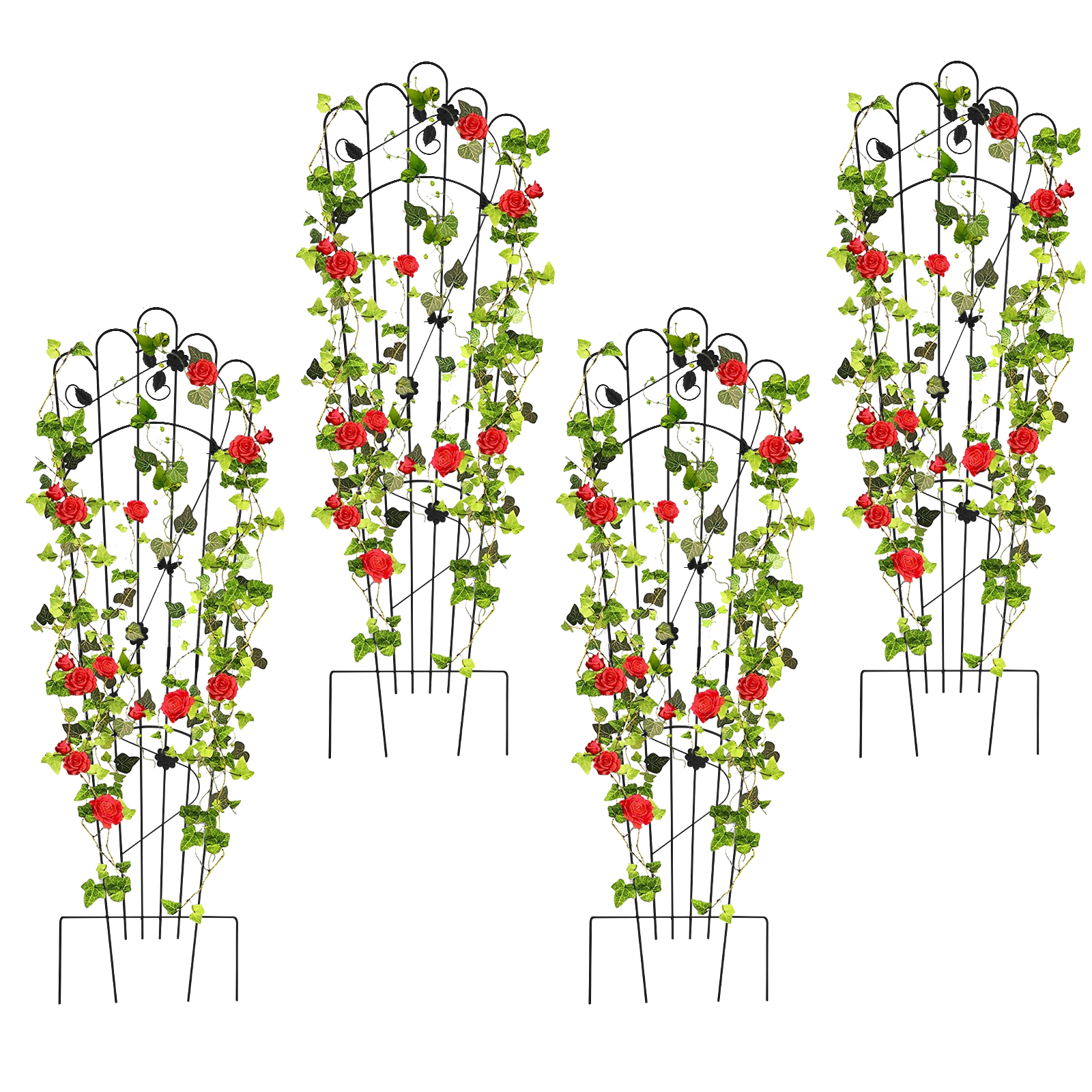 Amagabeli 4 Pack Garden Trellis for Climbing Plants 60" x 18" Black ...