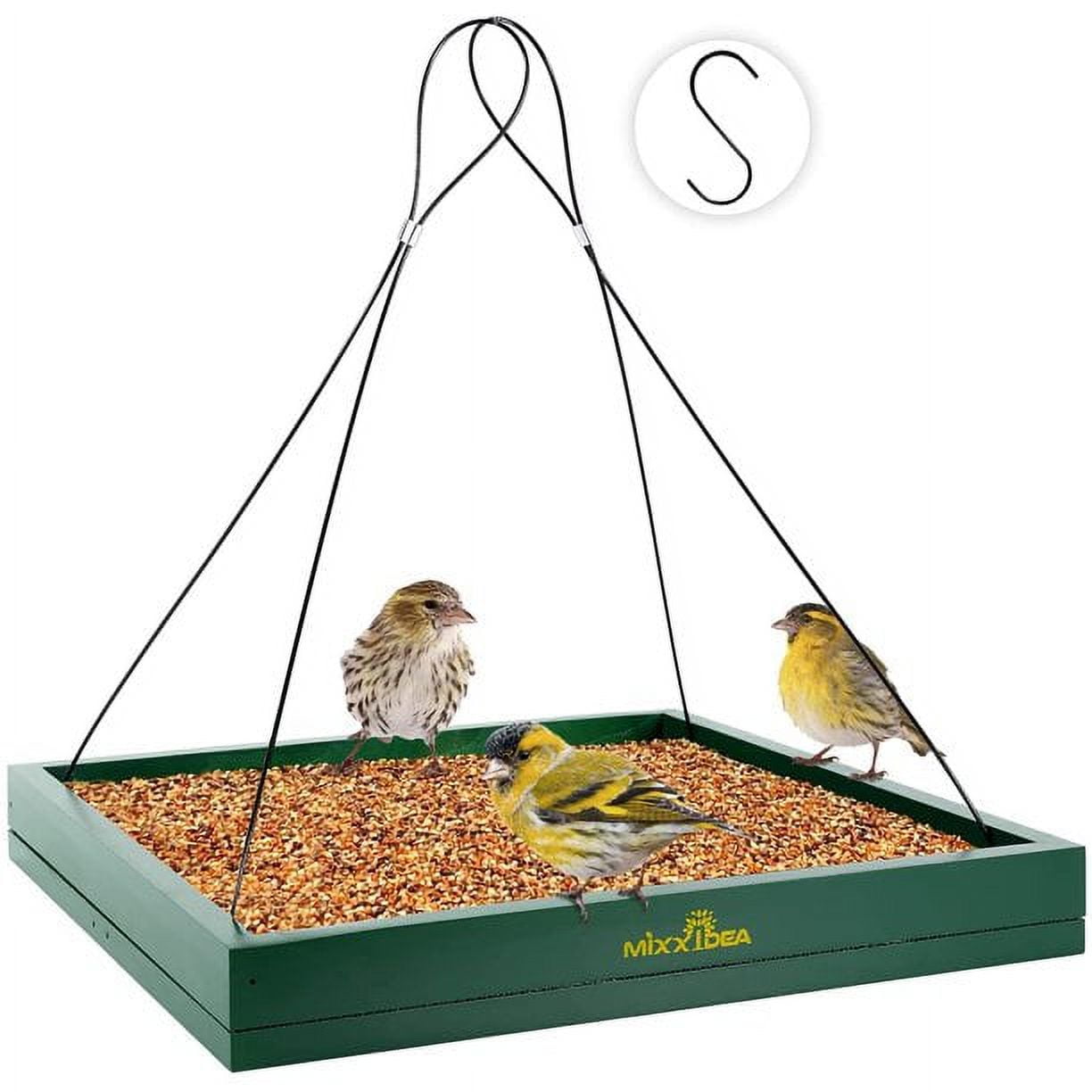 Urban Deco Hanging Bird Feeder, Wooden Seed Tray Platform, Durable Mesh ...