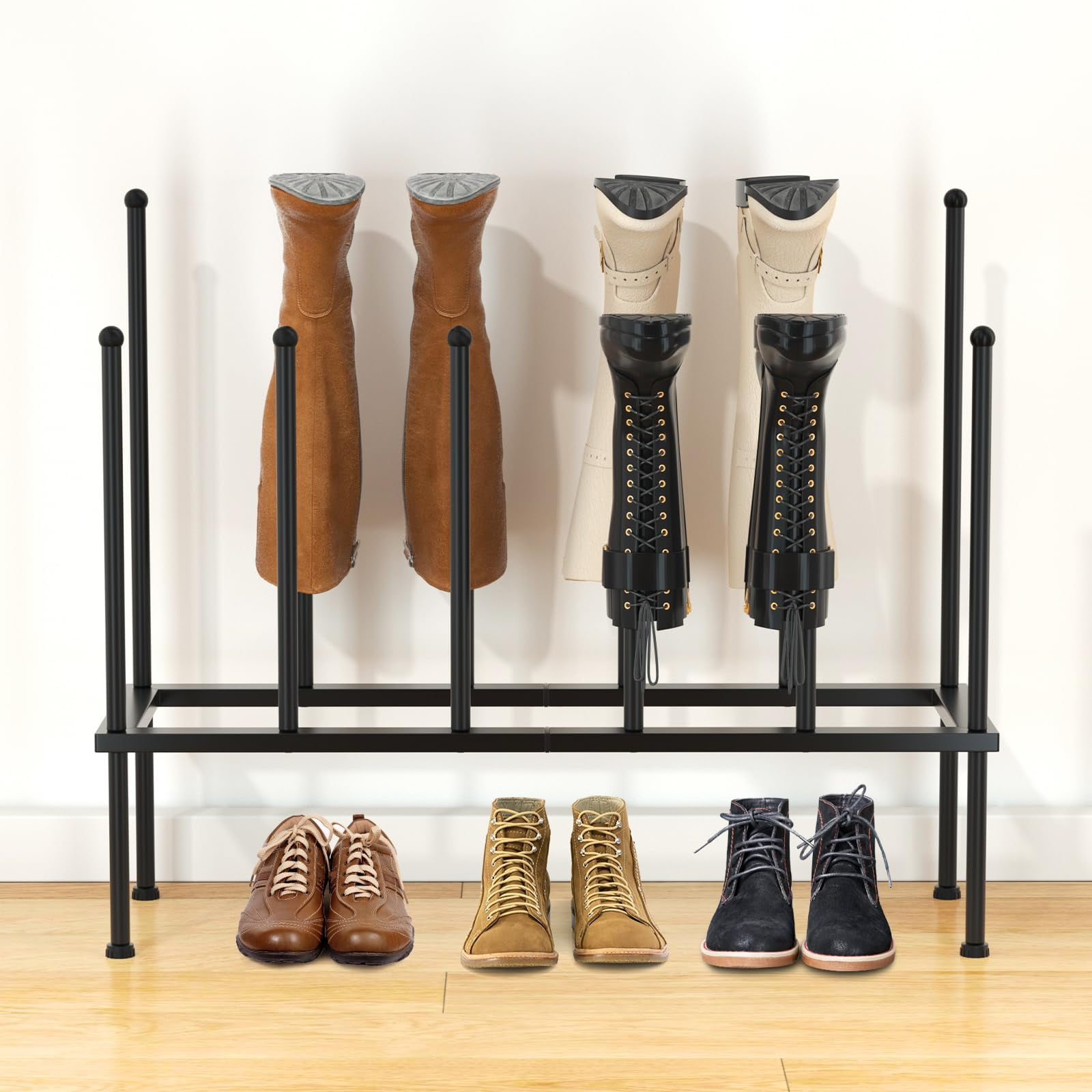 Urban Deco Boot Rack Organizer for Tall Boots, Black Metal Boot Storage ...