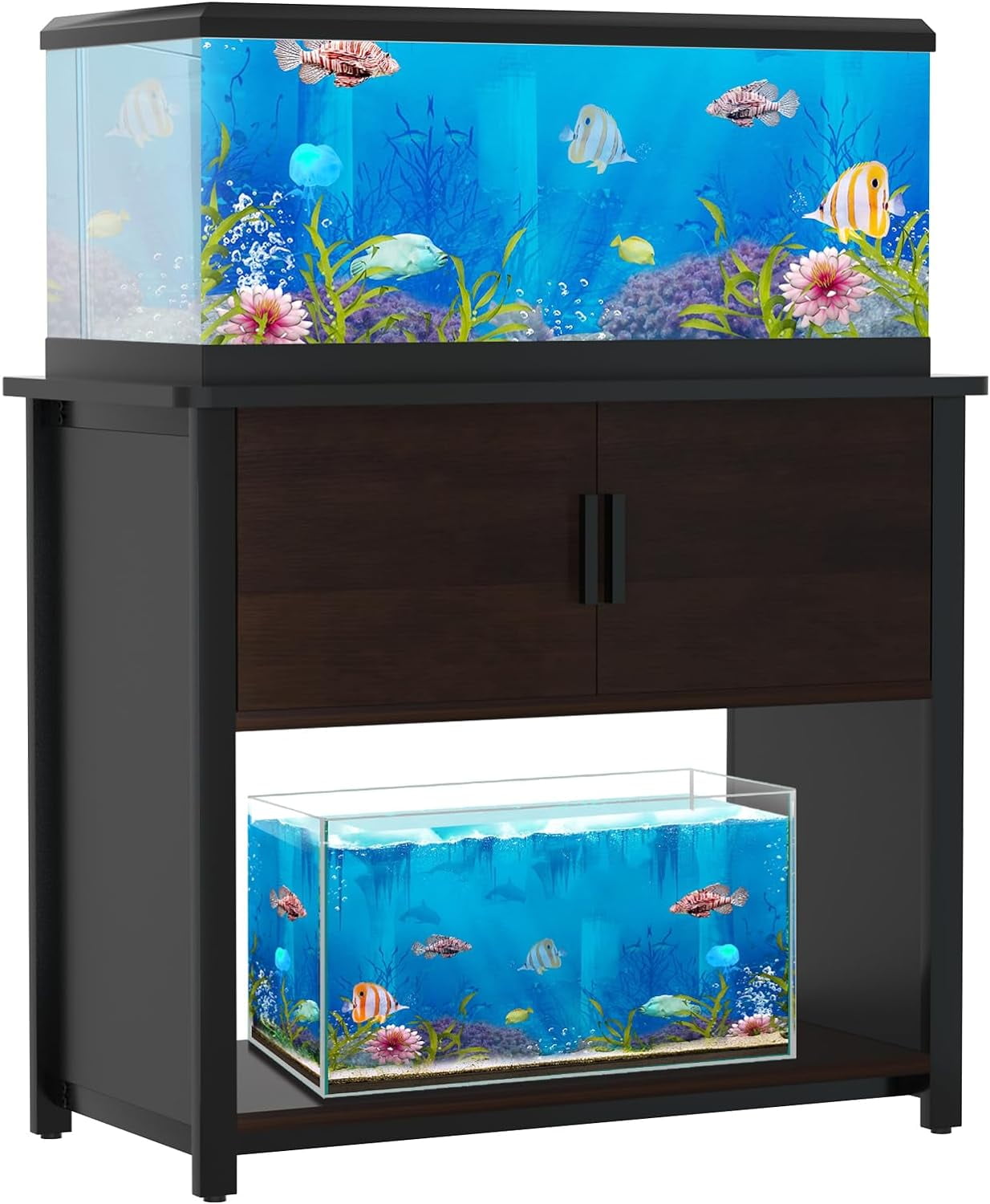 Urban Deco Aquarium Stand, Heavy Duty Steel Frame, Black Cabinet ...