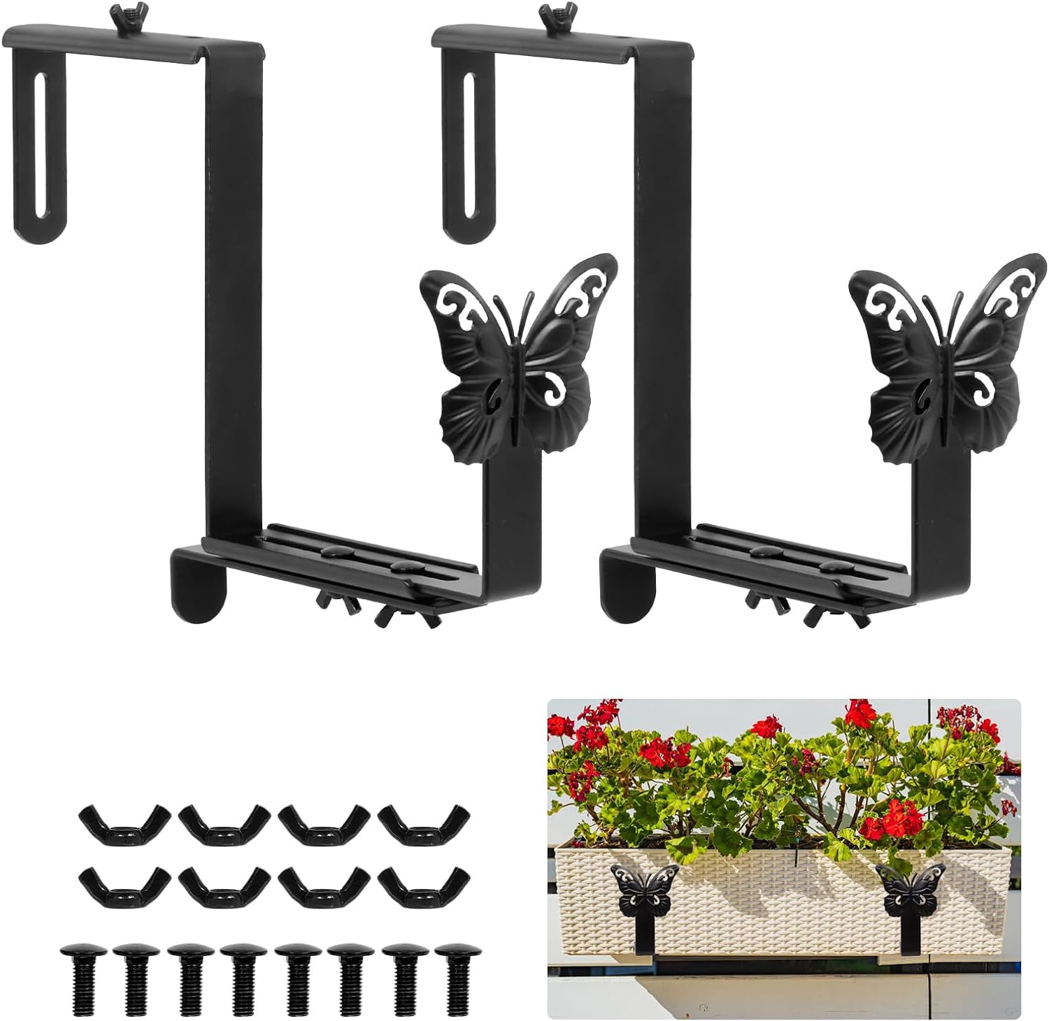Urban Deco Flower Window Box Brackets 2 Pack, Adjustable Heavy Duty ...