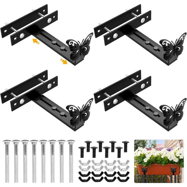 Urban Deco Flower Window Box Brackets 4 Pack, Adjustable Heavy Duty ...