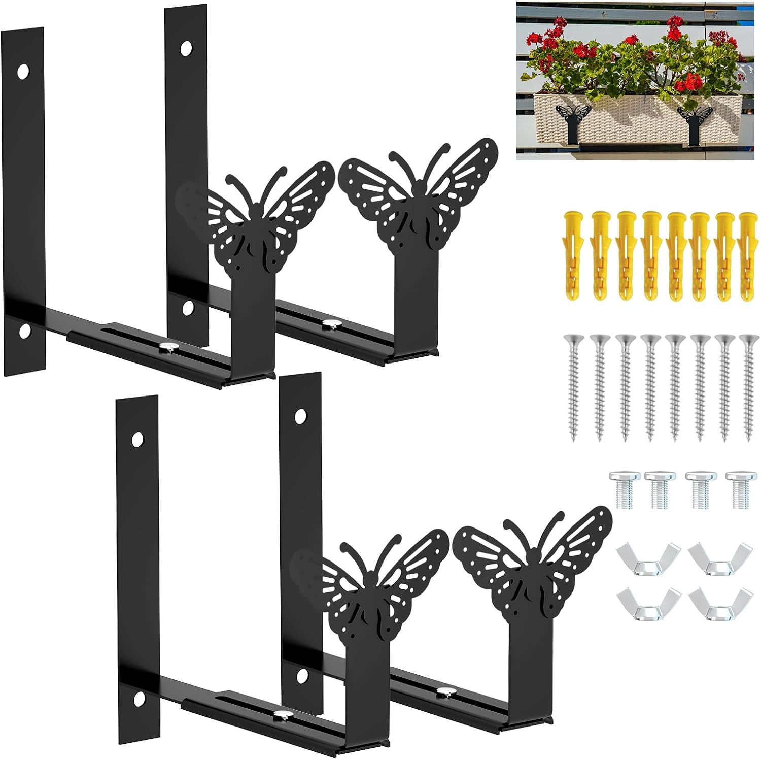 Urban Deco Flower Window Box Brackets 4 Pack, Adjustable Heavy Duty ...