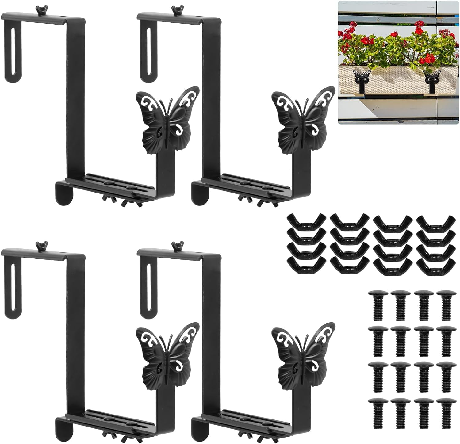 Urban Deco Adjustable Flower Window Box Brackets 4 Pack, Heavy Duty ...