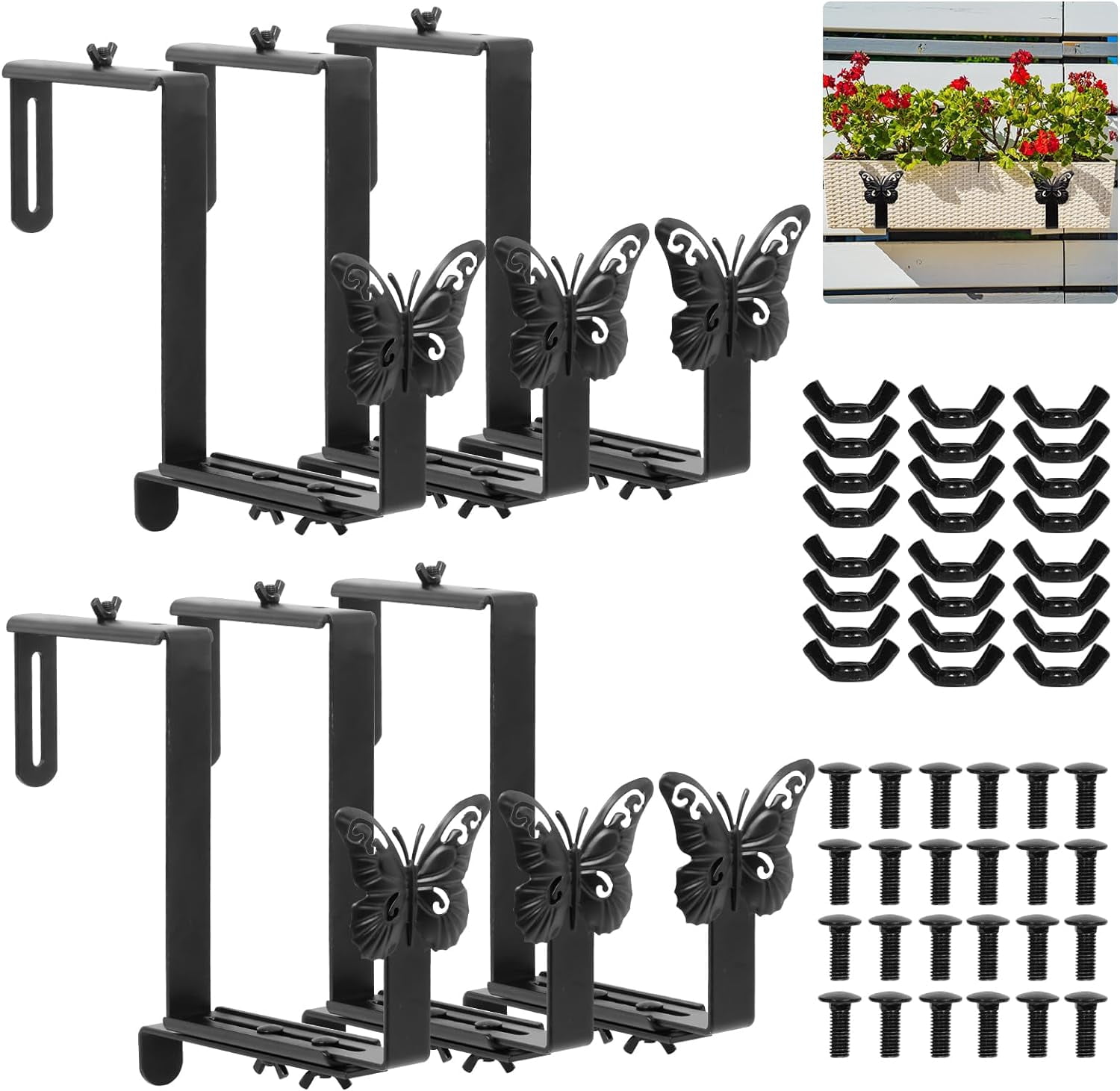Urban Deco Flower Window Box Brackets 6 Pack, Adjustable Heavy Duty ...