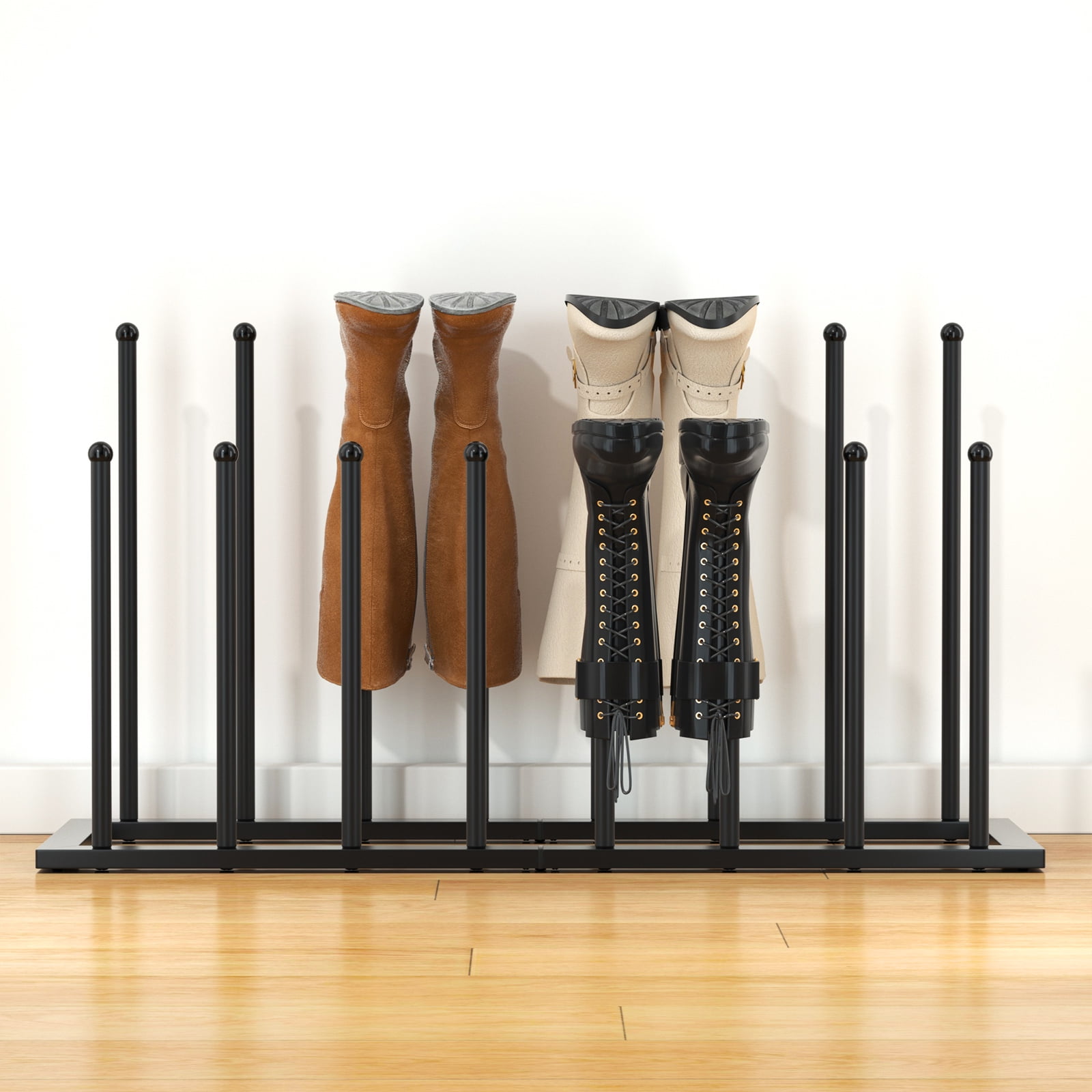 Urban Deco Black Metal Boot Rack Organizer, Outdoor Floor Holder, Holds ...