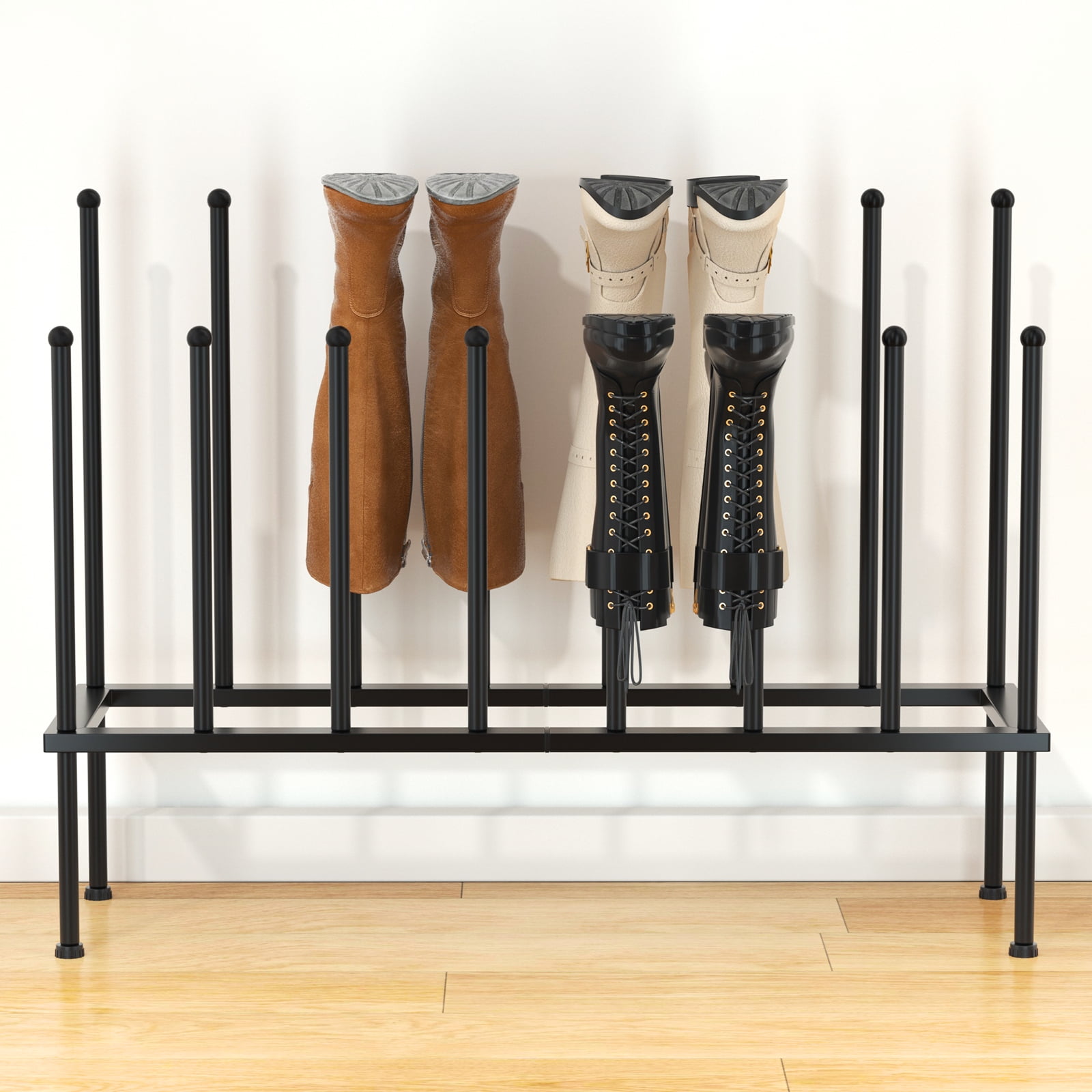 Urban Deco Modern Black Metal Free Standing Boot Shoe Rack Organizer ...