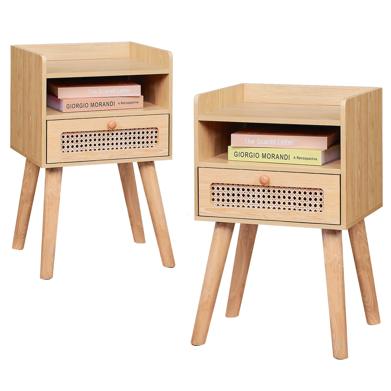 Urban Deco Minimalist Simple Night Stand With Drawer (Set of 2 ...