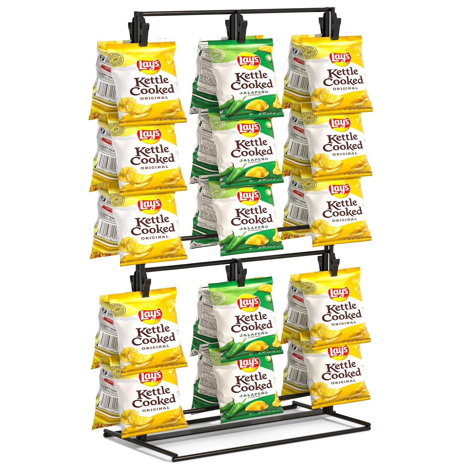 Urban Deco Potato Chip Rack Display Stand with 48clips, 3-Row Retail ...