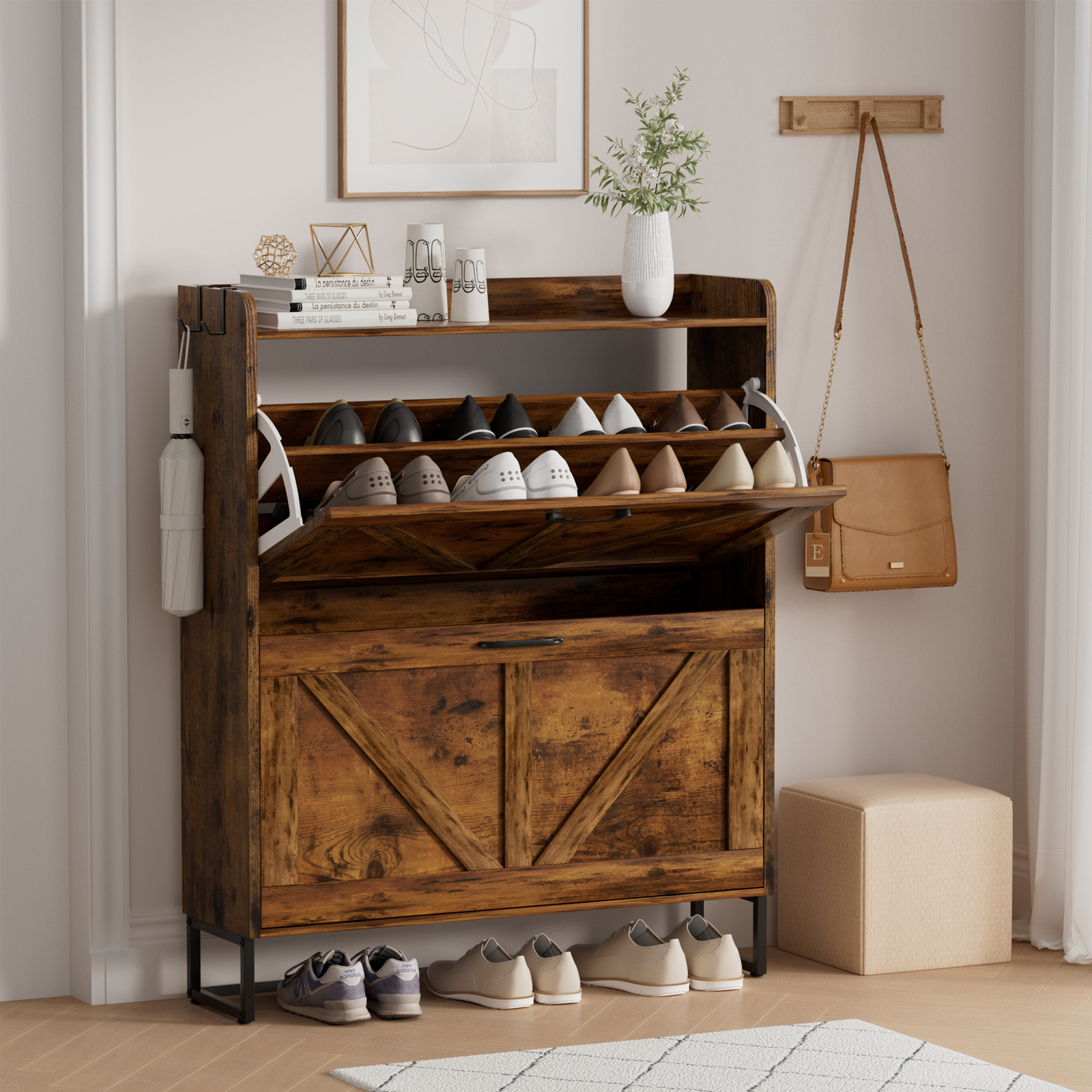Costway Bathroom Floor Cabinet Free Standing Storage Organizer w ...