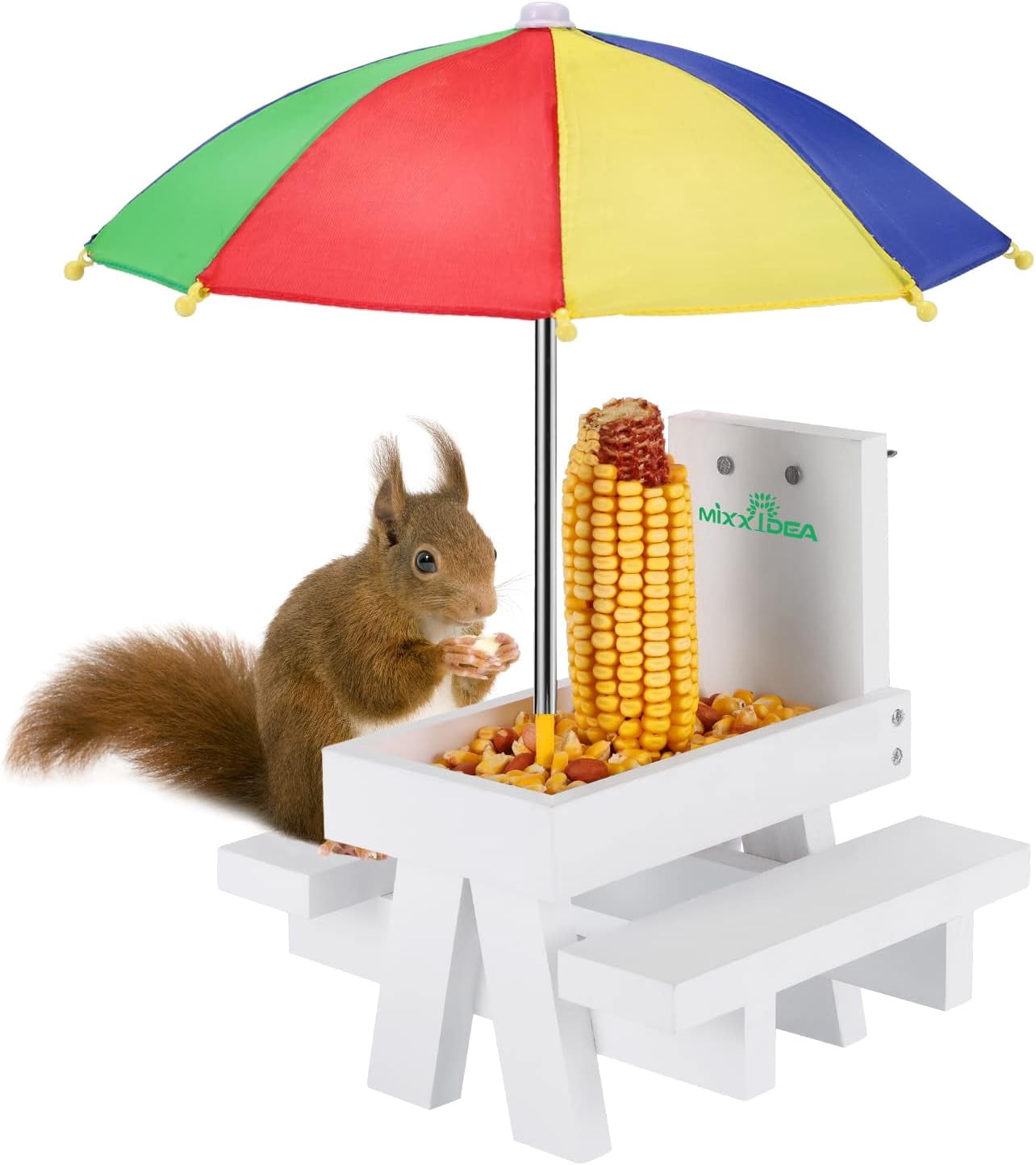Urban Deco Squirrel Feeder Table with Umbrella, Wooden Squirrel Picnic ...