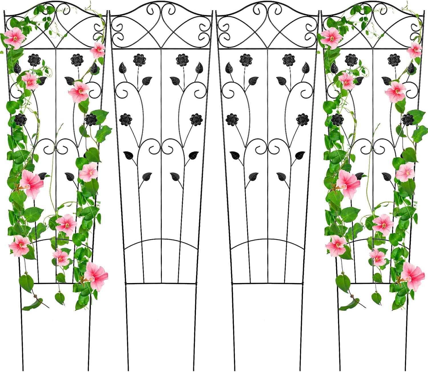 "Urban Deco 64""x17"" Black Metal Trellis for Garden Climbing Plants ...