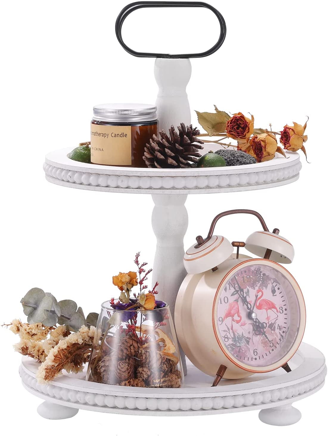 Urban Deco Two Tiered Wooden Kitchen Tray - Decorative Rustic Circle ...