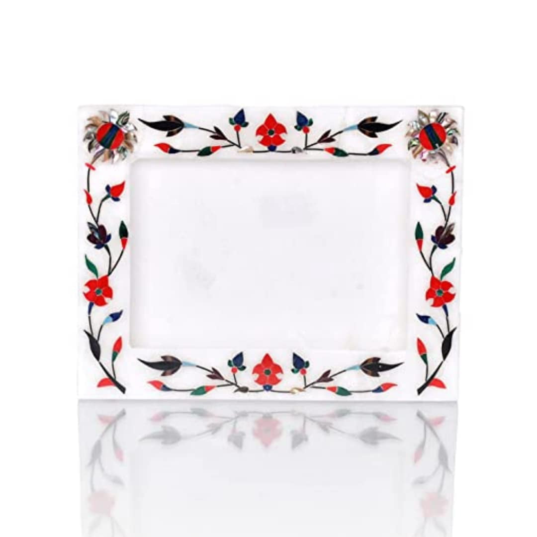 Urban Decor Photo Frame Handmade Marble Photo Frame with Inlay Work for ...