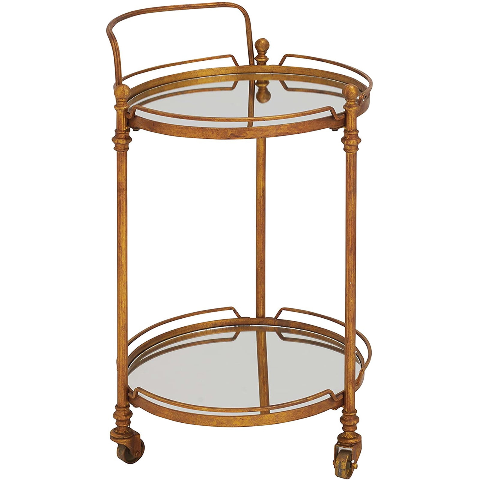 Urban Designs 2-Shelf Glass Round Serving Bar Cart - Gold - Walmart.com