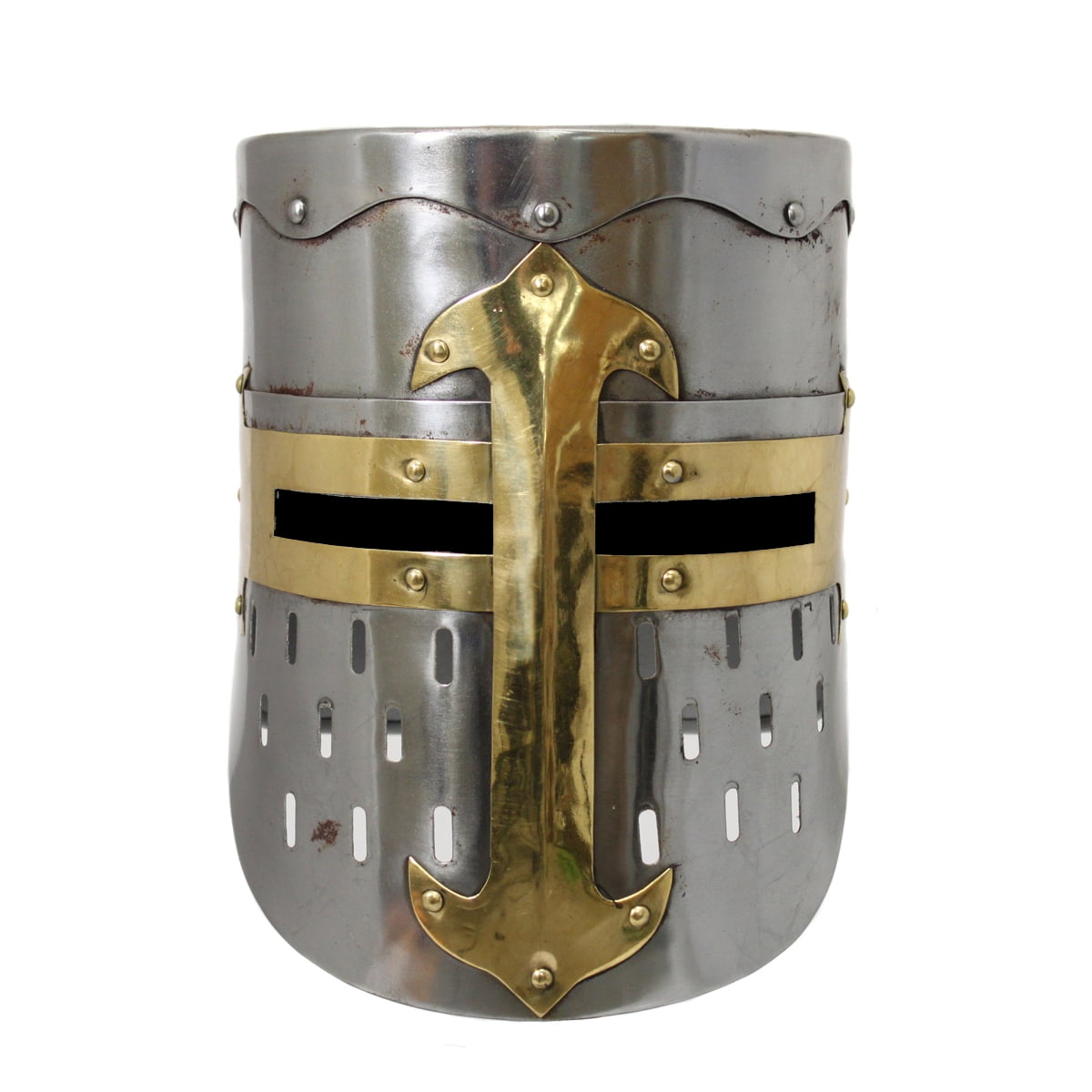 Urban Designs Antique Replica Medieval Armor Pot Helmet - Rusted Silver ...