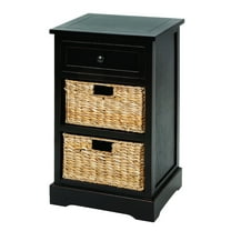 Home Farmhouse Style Nightstand with 2 Drawers and 4 Classic Wicker ...