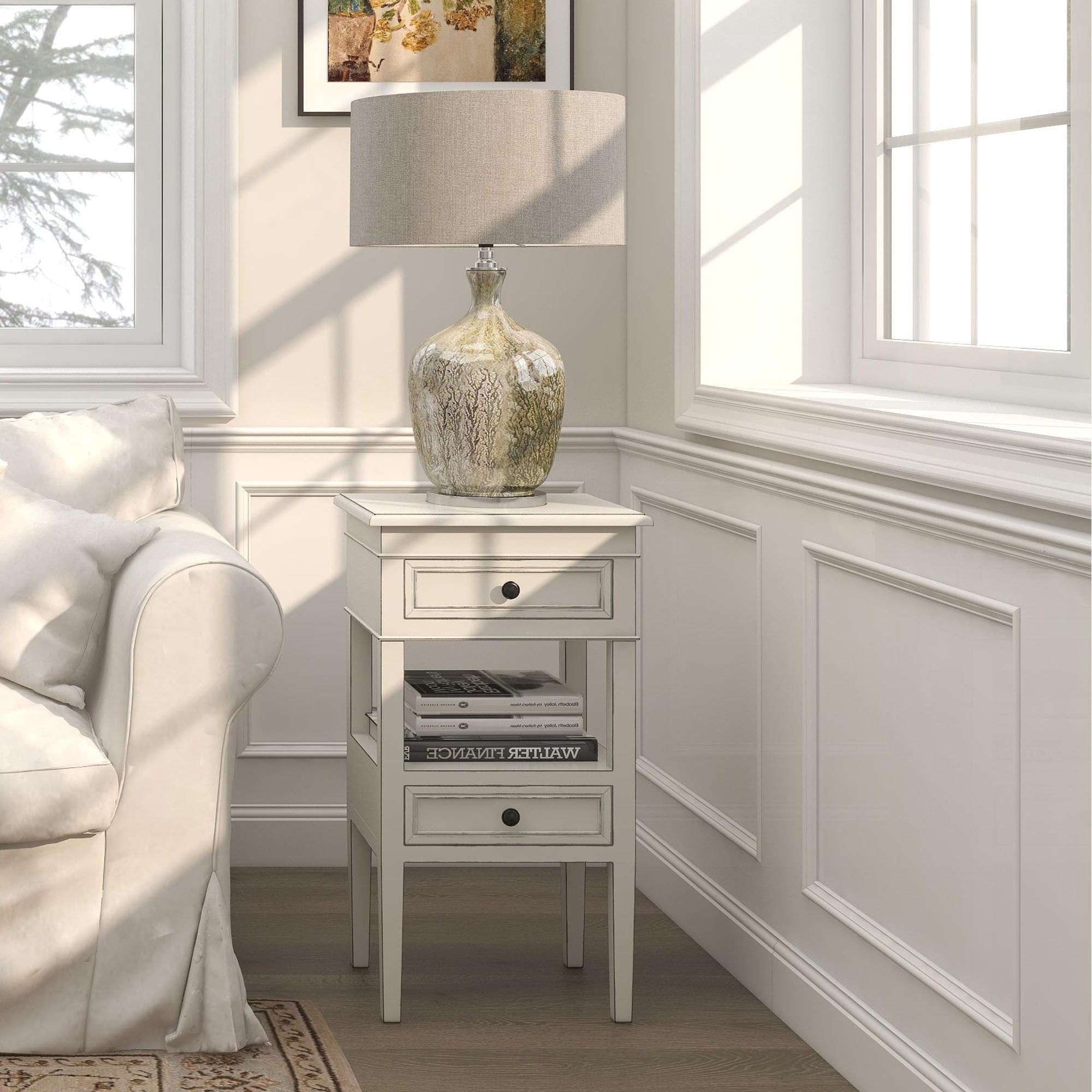 Urban Designs Modern Designs Middle Shelf Wooden Side Table with Two ...