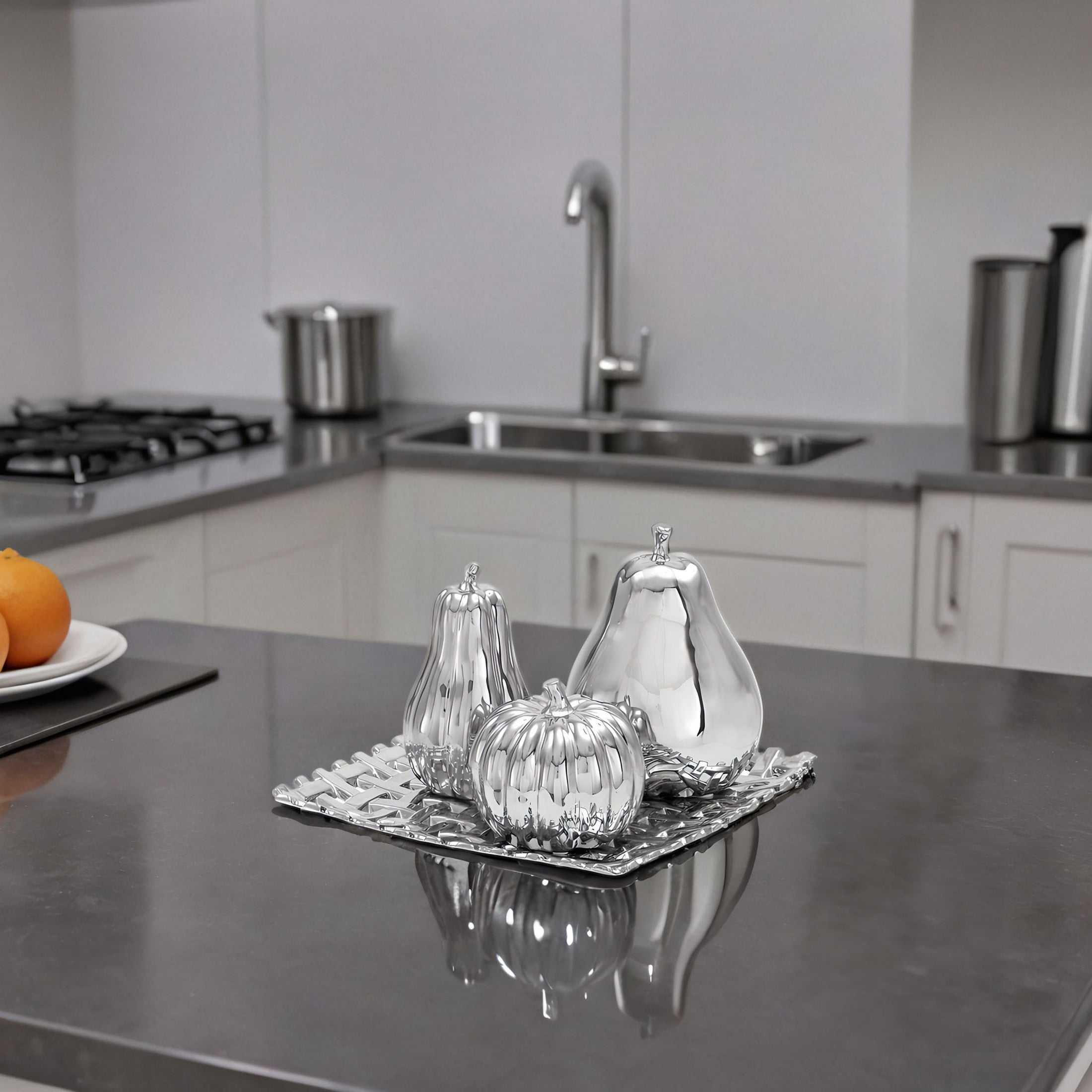 Urban Designs Silver Ceramic Lattice Fruit Bowl Centerpiece - Walmart.com