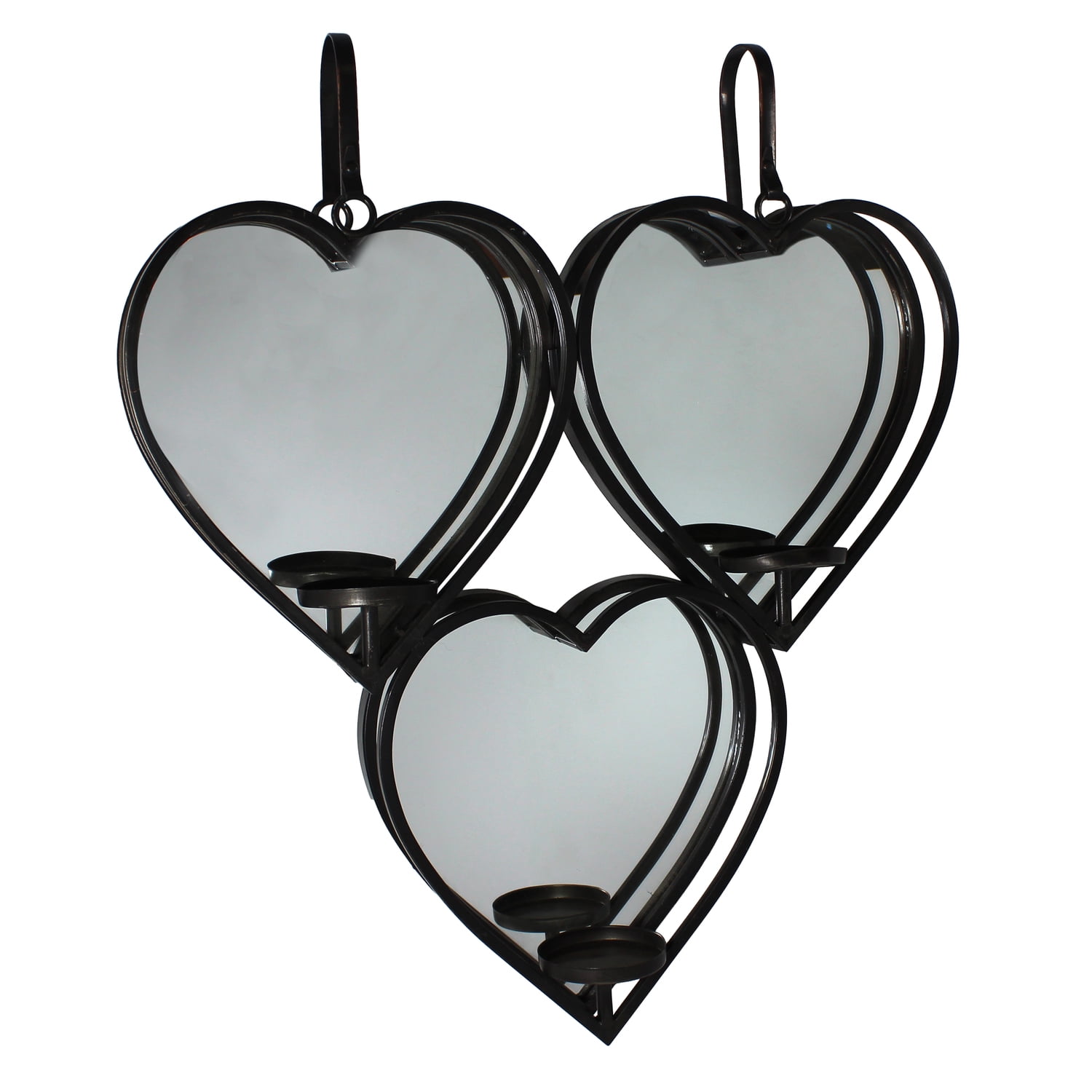 Urban Designs Three Hearts Mirrored Candle Wall Sconces Set - Walmart.com