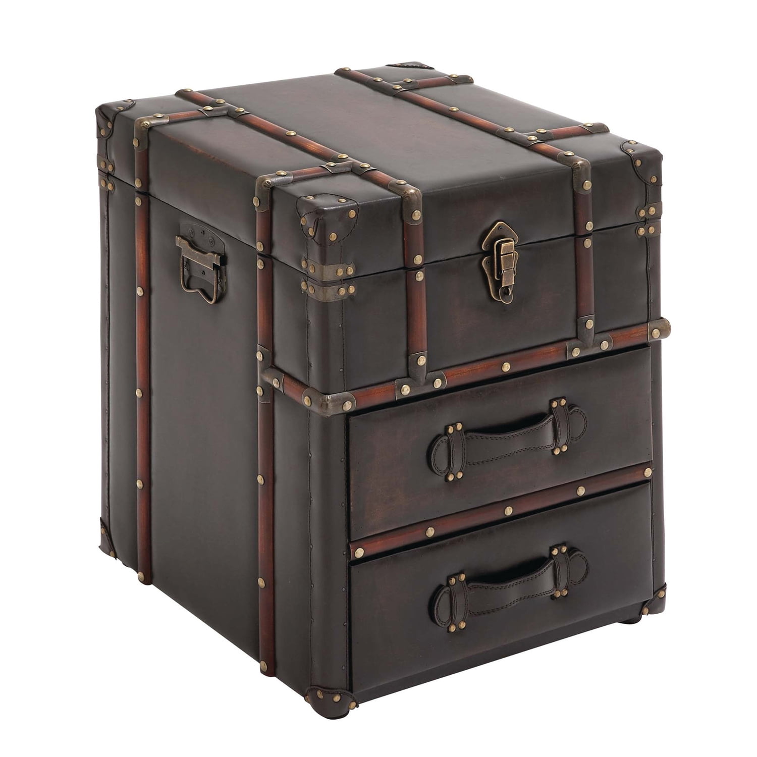 Urban Designs Wood and Faux Leather Side Trunk Chest - Walmart.com