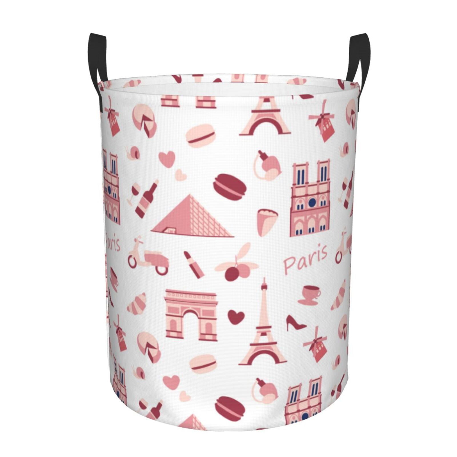 Urban Eiffel Tower Round Laundry Basket, Laundry Hamper with Handle ...