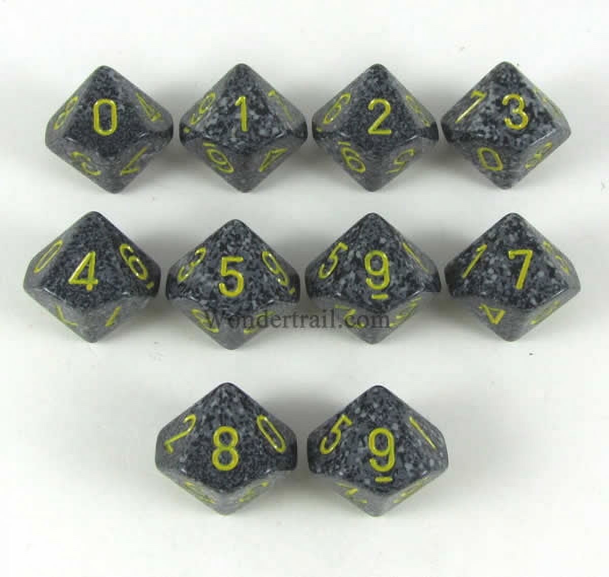 Urban Elemental Dice with Yellow Numbers D10 16mm (5/8in) Pack of 10 ...