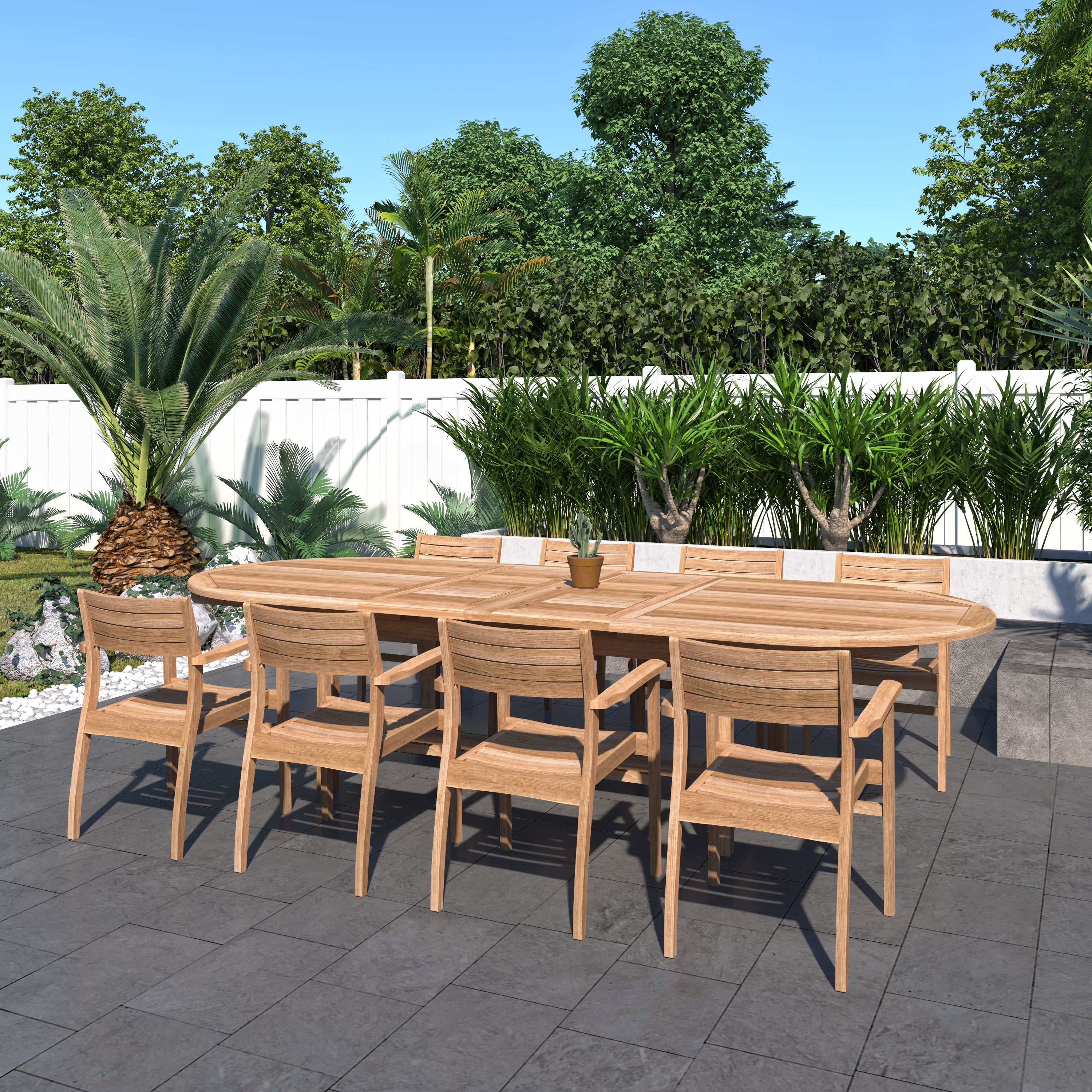 Urban Elements Cityscape 11-Piece Teak Wood 100% FSC Oval Patio Dining ...