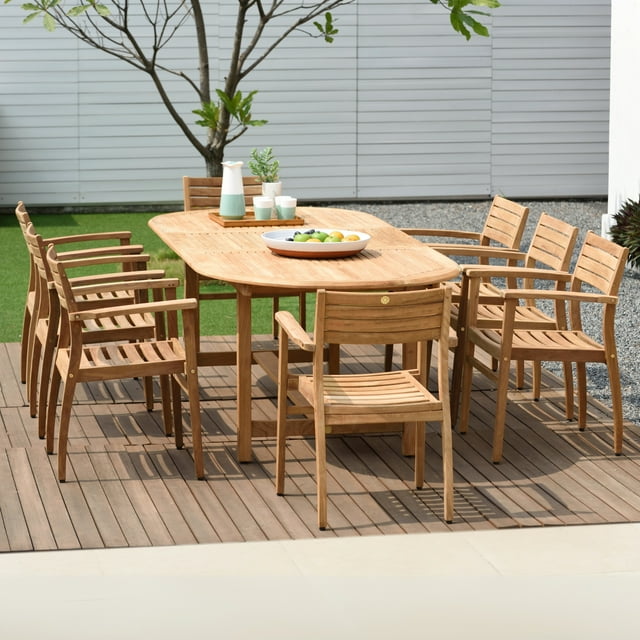 Amazonia 9-Piece Outdoor Dining Set, 100% FSC Certified Teak Wood ...