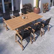 HIGOLD Heck Extendable Teak Outdoor Dining Set for 8/12 Person ...
