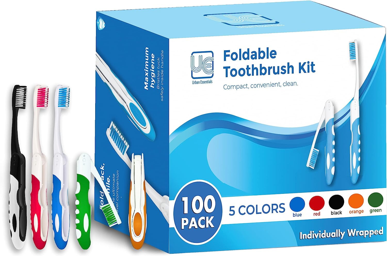 Urban Essentials Bulk Foldable Travel Toothbrush Fold to Cover ...