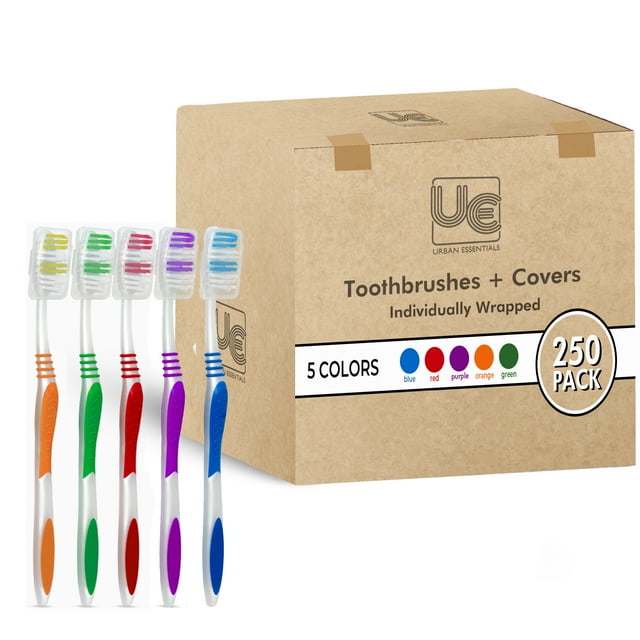Urban Essentials Bulk Toothbrush Pack with Covers | Individually ...