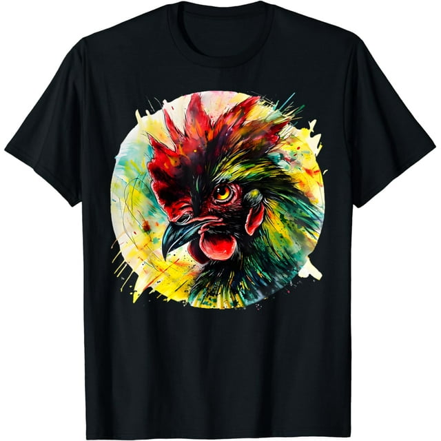 Urban Farmyard Flair - Chicken Graffiti Art & Black Rooster T-Shirt ...